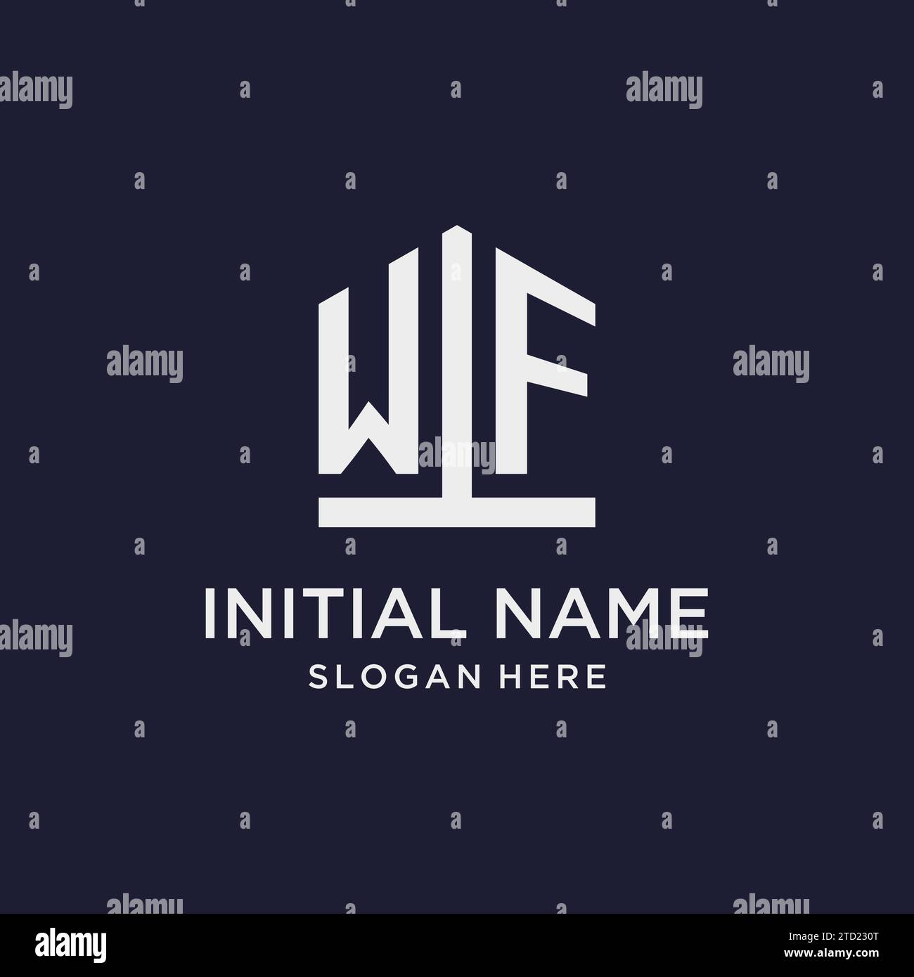 WF initial monogram logo design with pentagon shape style design ideas ...