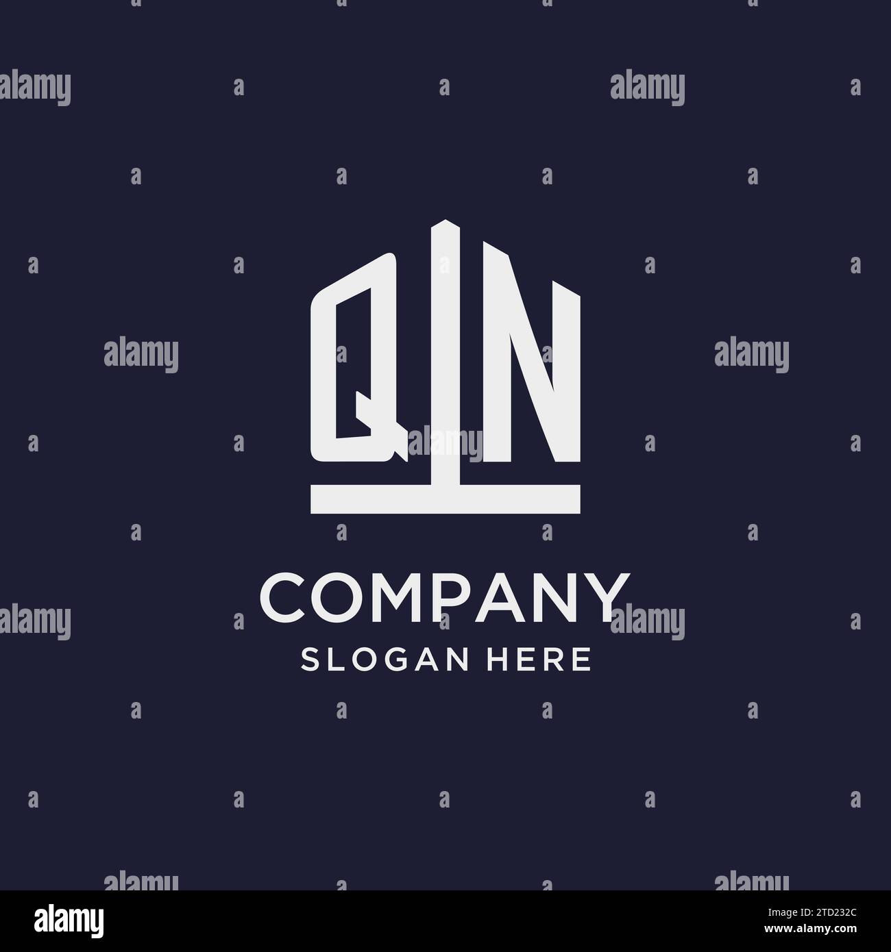 QN initial monogram logo design with pentagon shape style design ideas ...