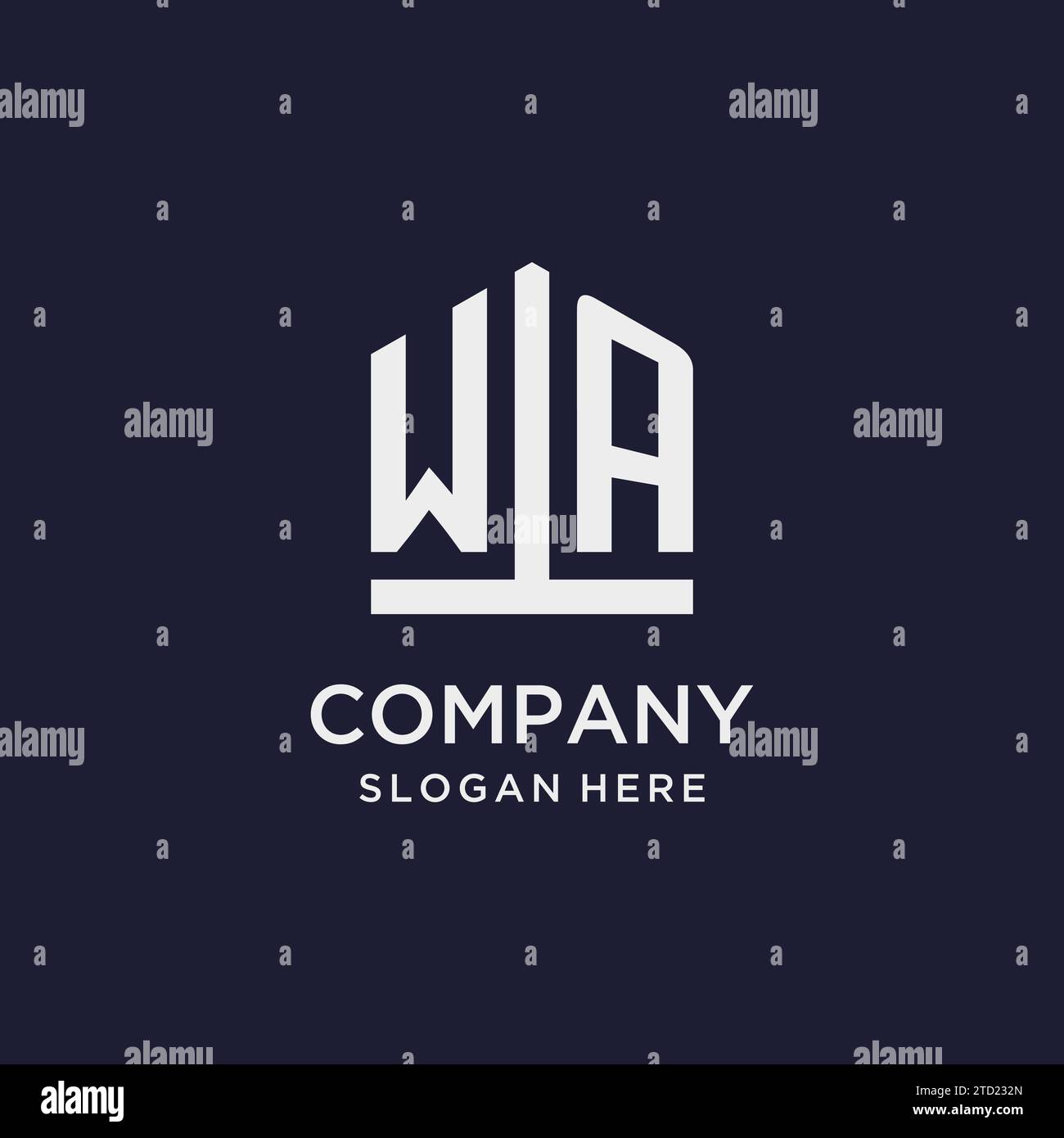 WA initial monogram logo design with pentagon shape style design ideas ...