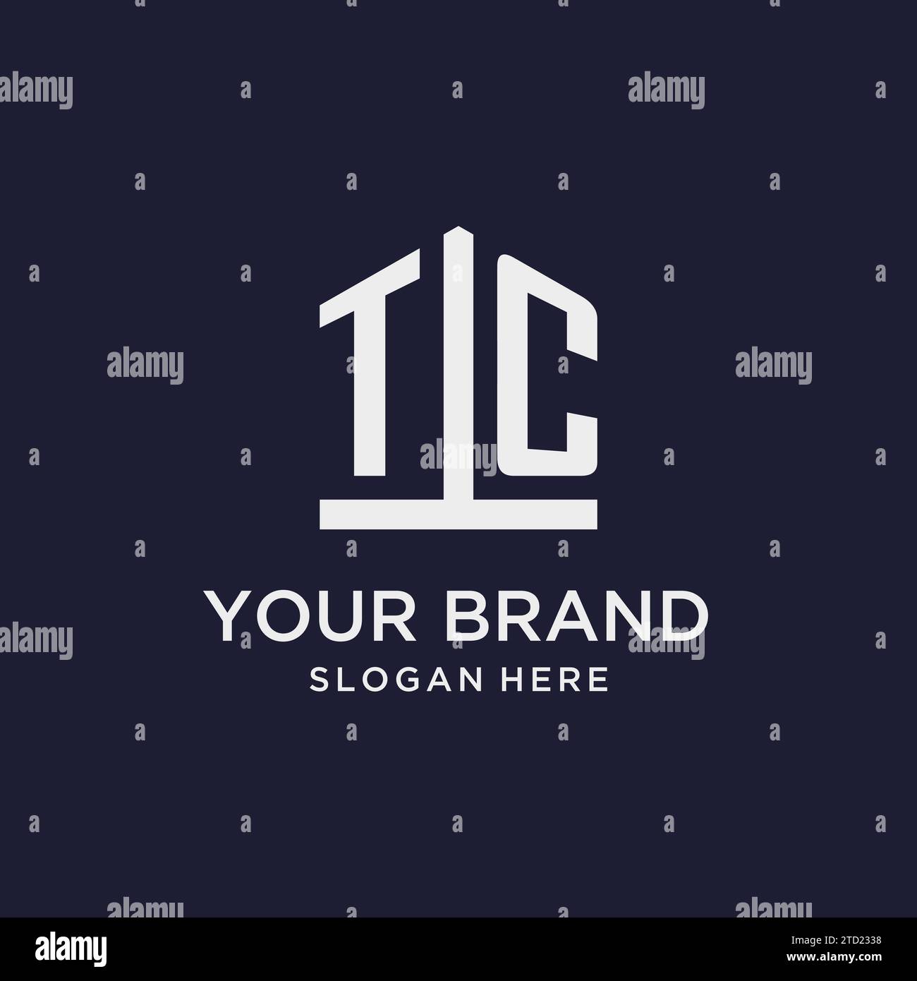 TC initial monogram logo design with pentagon shape style design ideas ...