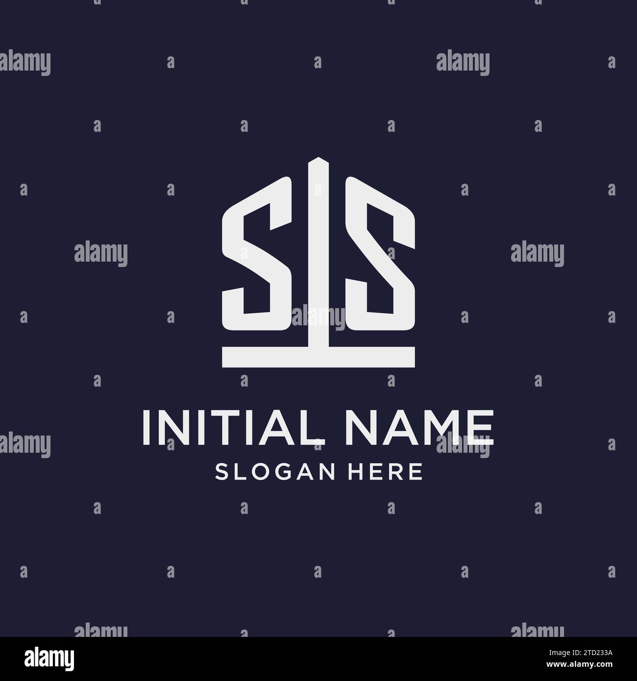 SS initial monogram logo design with pentagon shape style design ideas ...