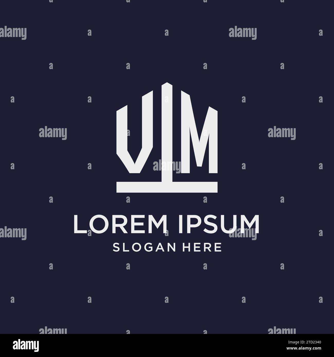 VM initial monogram logo design with pentagon shape style design ideas ...