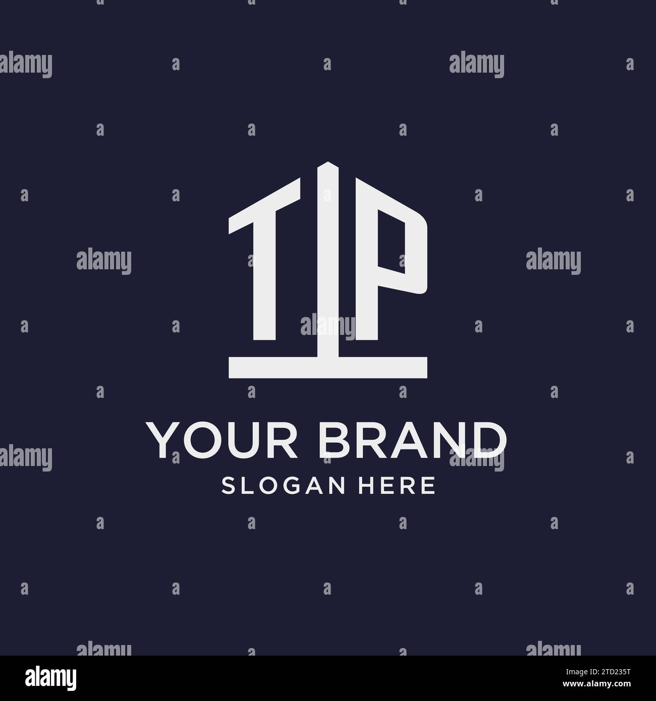 TP initial monogram logo design with pentagon shape style design ideas ...