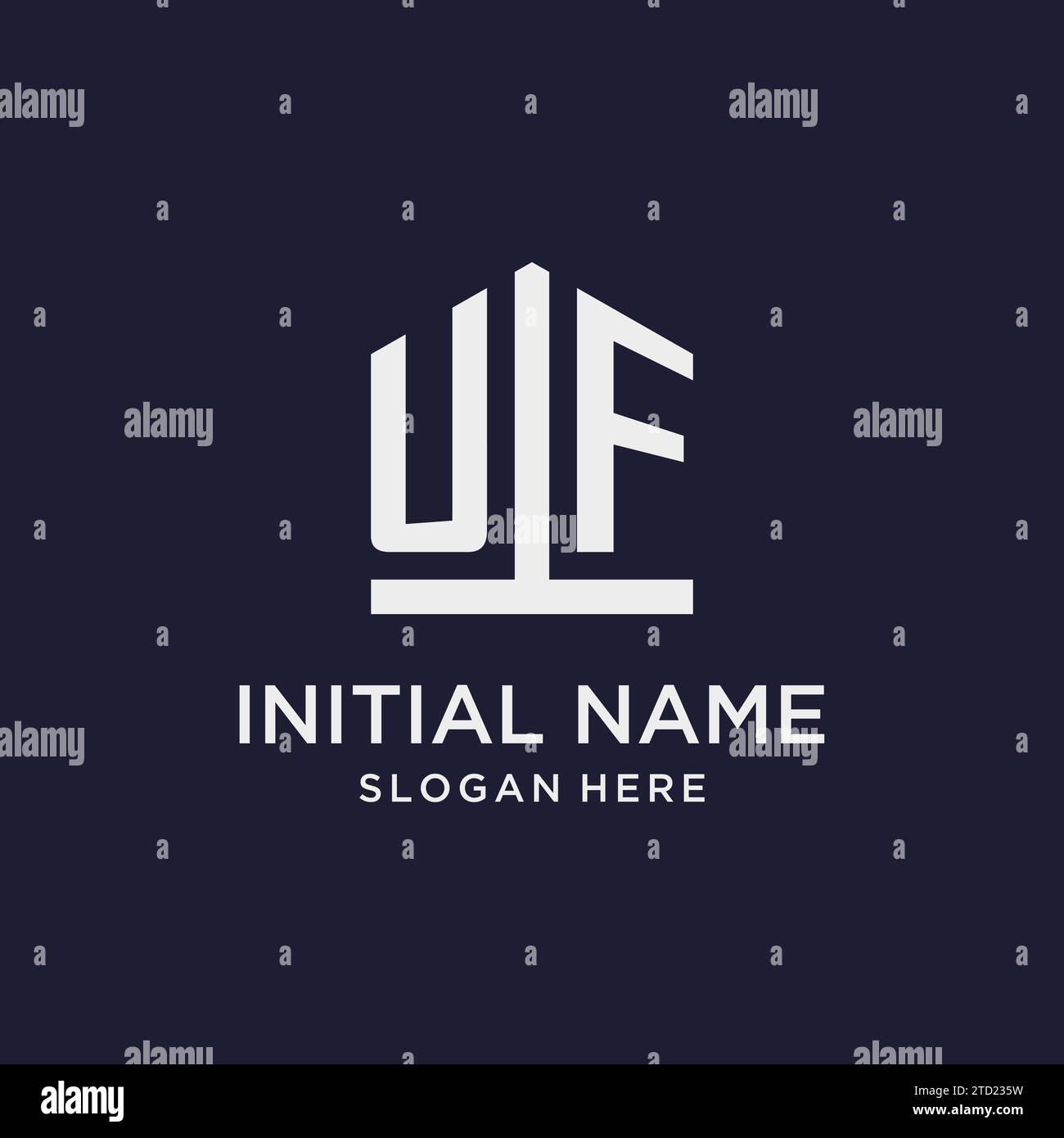 UF initial monogram logo design with pentagon shape style design ideas ...