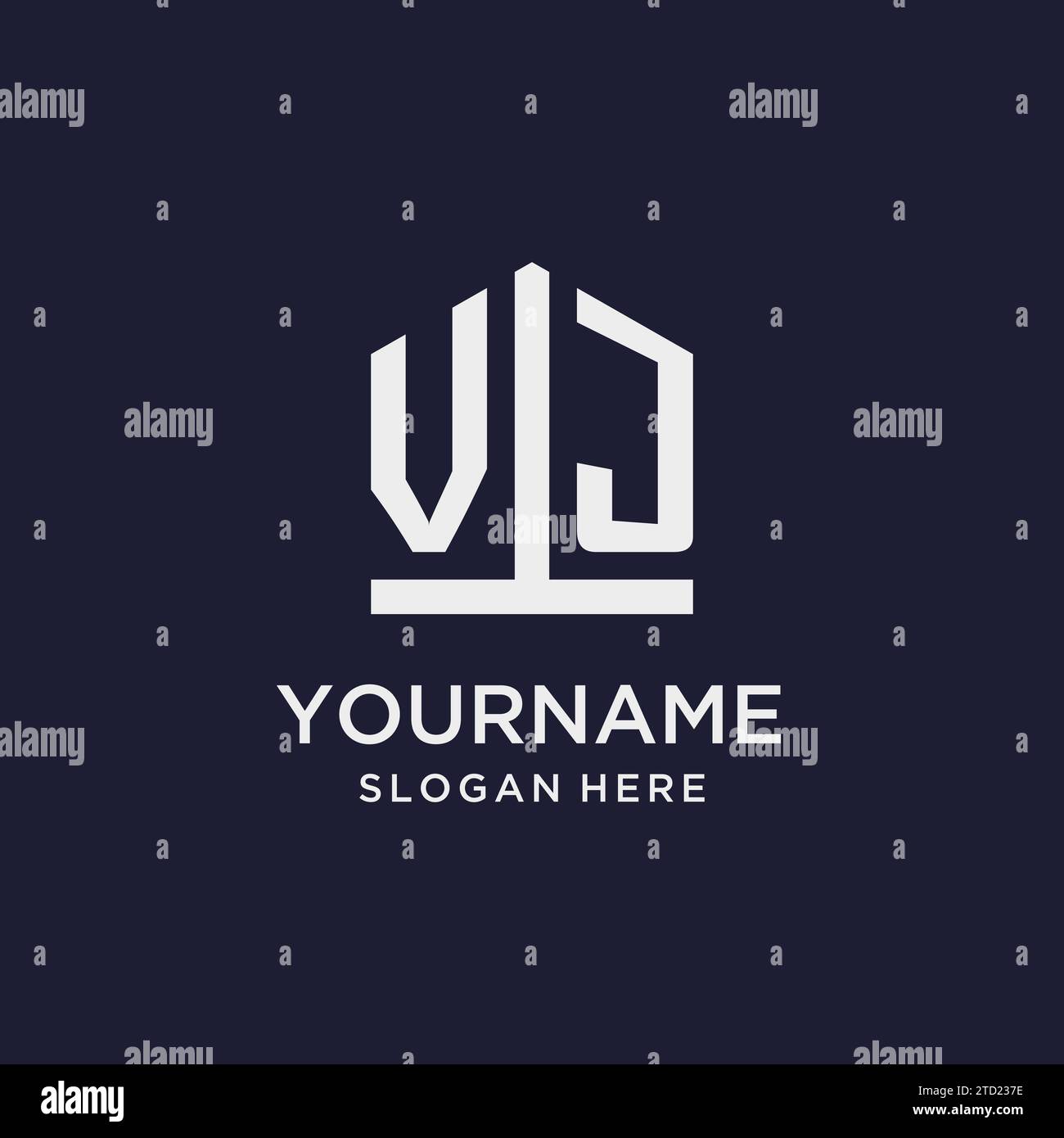 VJ initial monogram logo design with pentagon shape style design ideas ...