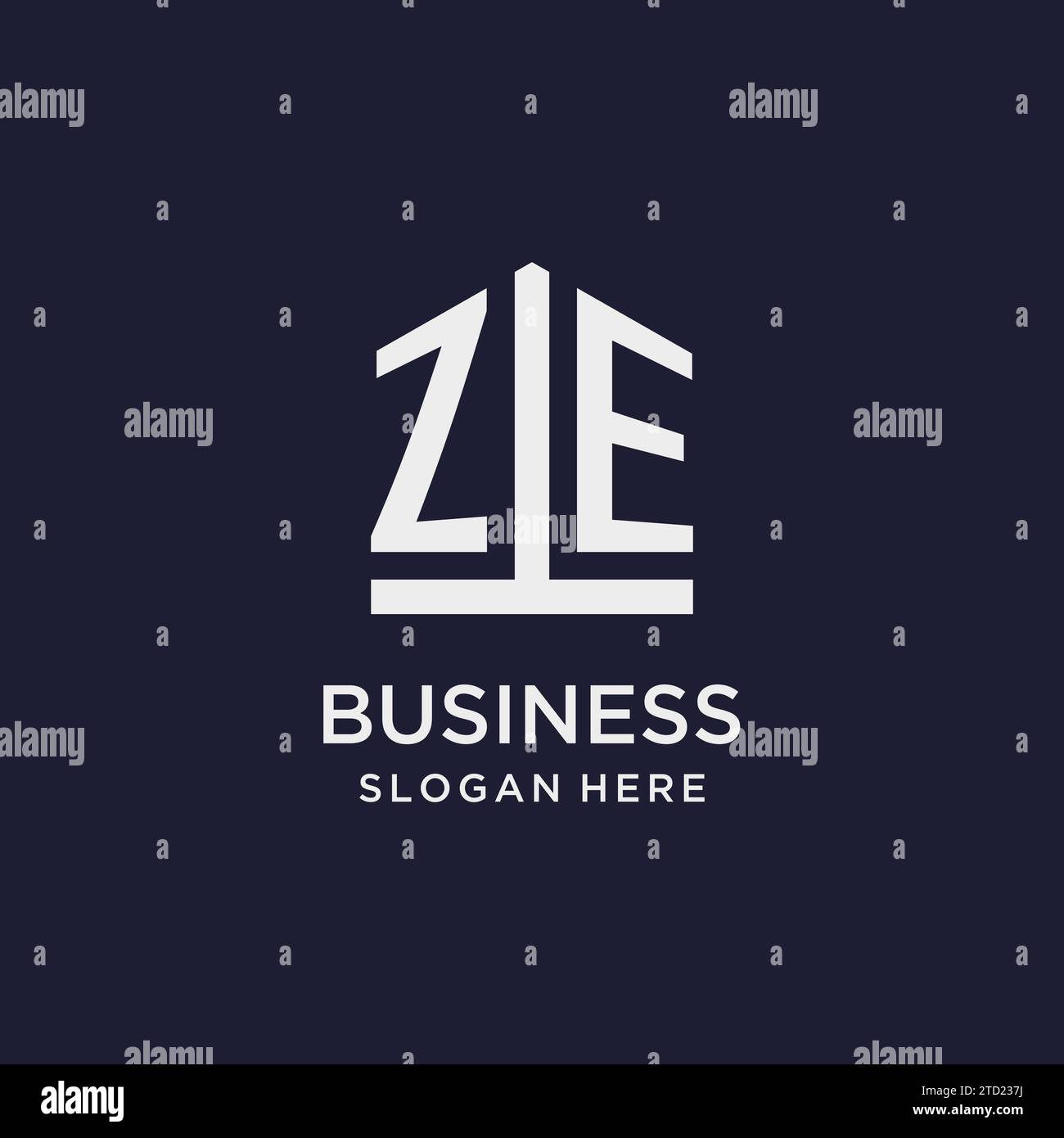 ZE initial monogram logo design with pentagon shape style design ideas ...