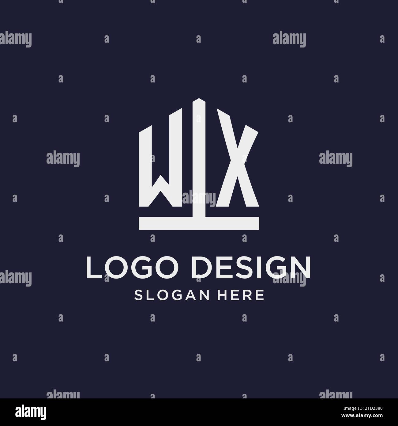 WX initial monogram logo design with pentagon shape style design ideas ...