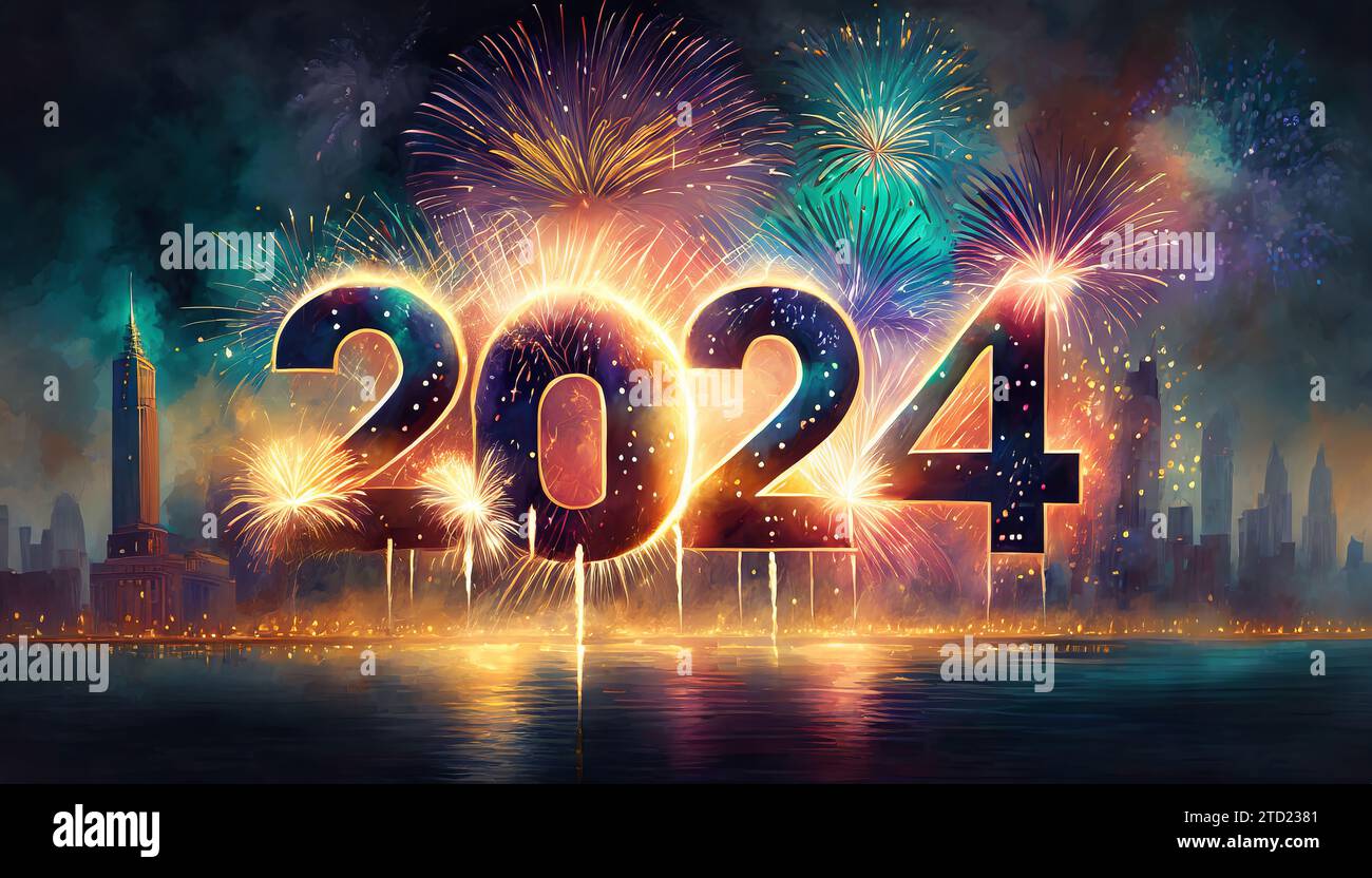 Firework displaying the number 2024. New Year's Eve. Celebration Stock ...