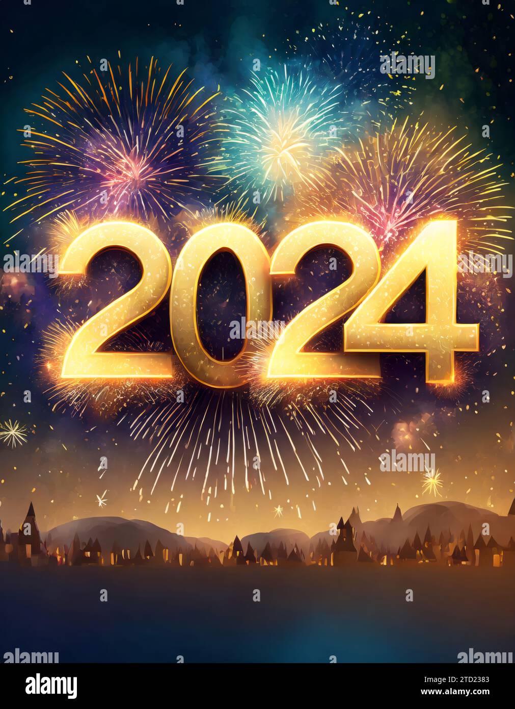 Firework displaying the number 2024. New Year's Eve. Celebration Stock ...