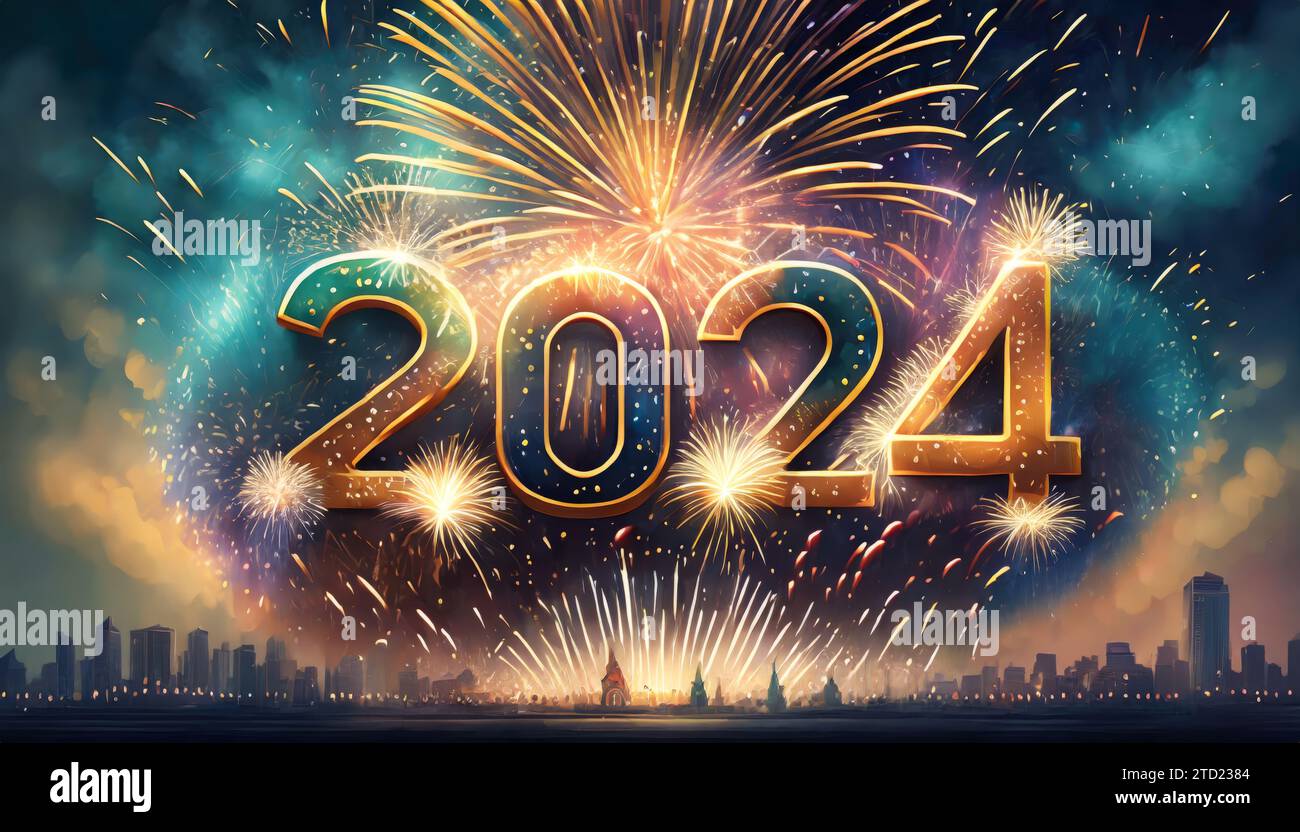 Firework displaying the number 2024. New Year's Eve. Celebration Stock ...