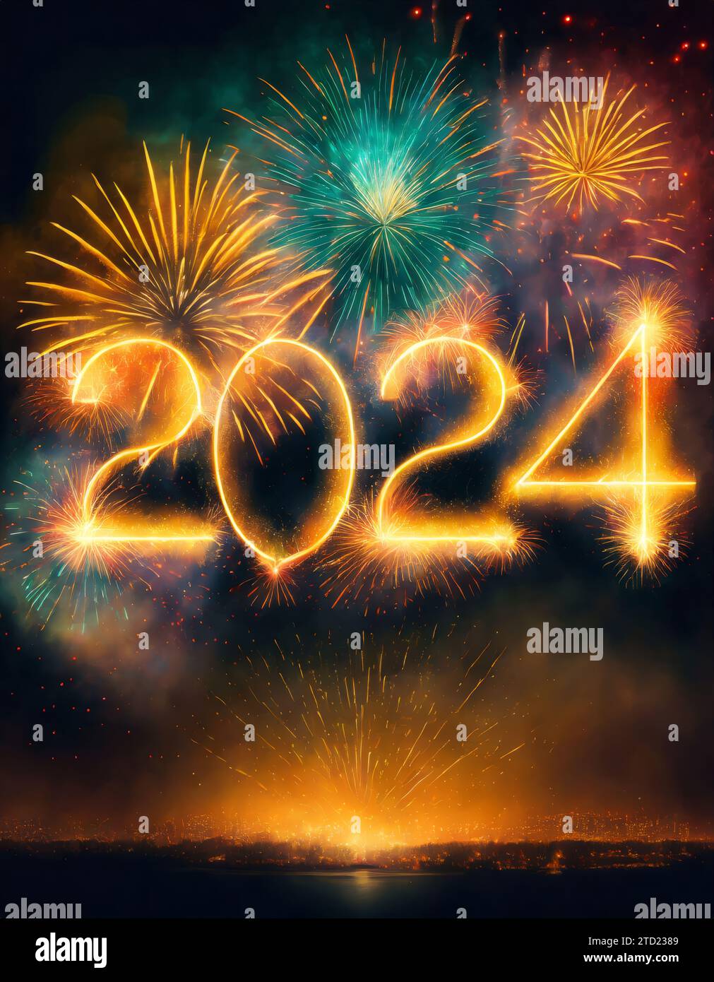 Firework displaying the number 2024. New Year's Eve. Celebration Stock ...