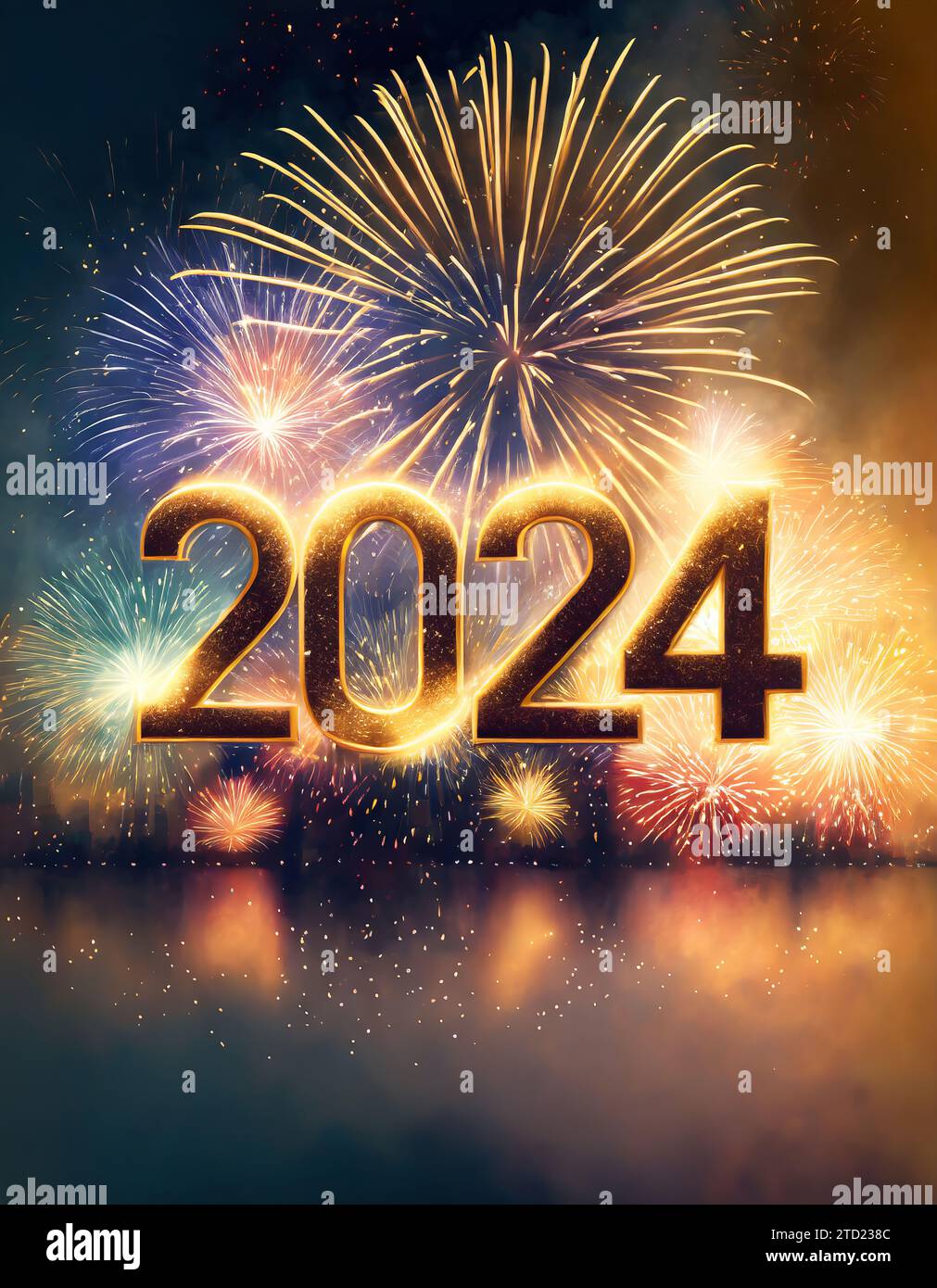 Firework displaying the number 2024. New Year's Eve. Celebration Stock ...