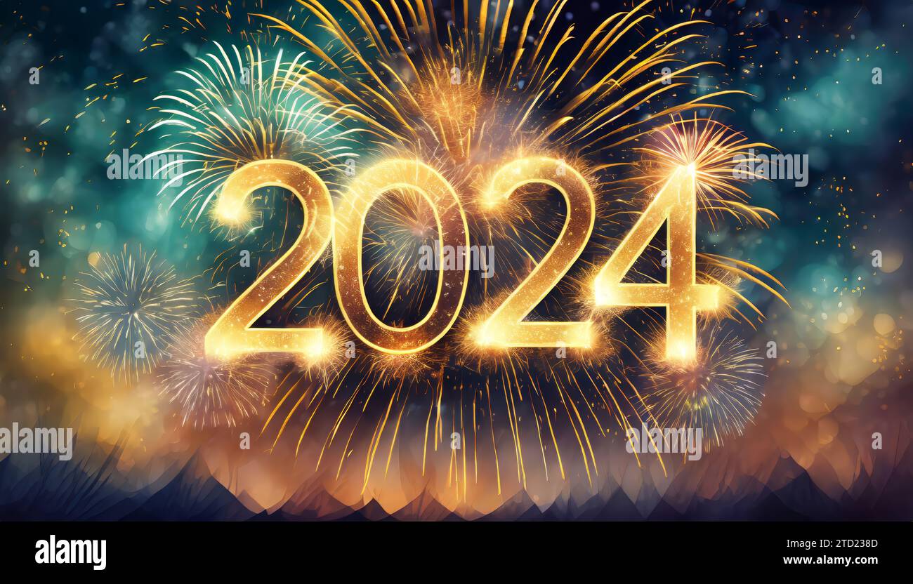 Firework displaying the number 2024. New Year's Eve. Celebration Stock ...