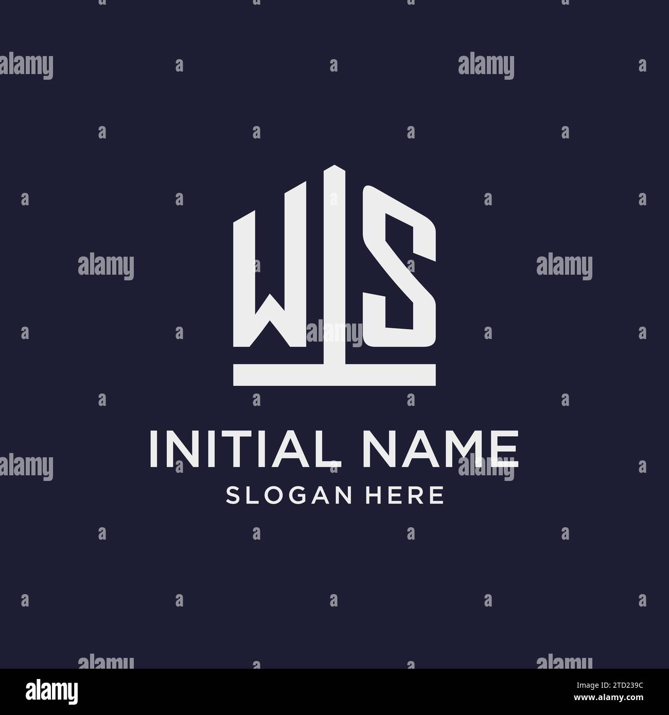 WS initial monogram logo design with pentagon shape style design ideas ...