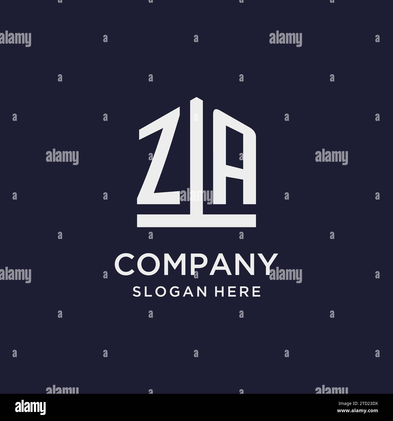 ZA initial monogram logo design with pentagon shape style design ideas ...