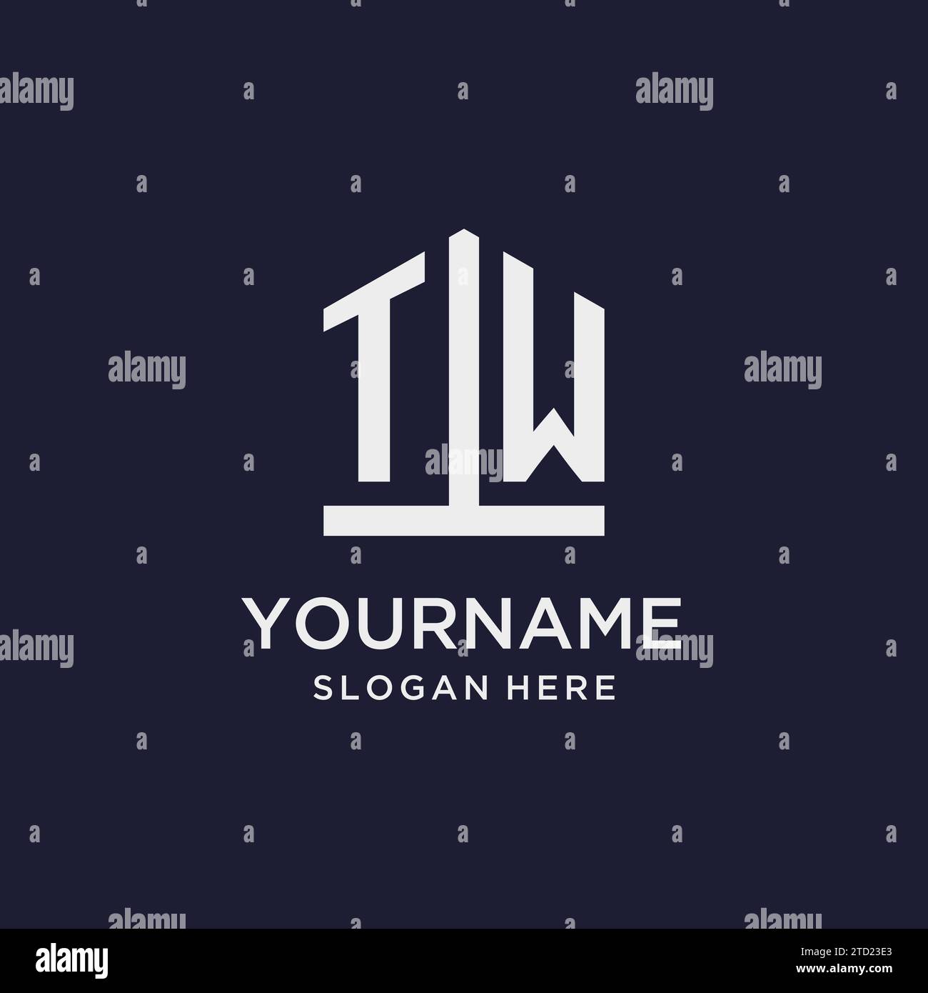 TW initial monogram logo design with pentagon shape style design ideas ...