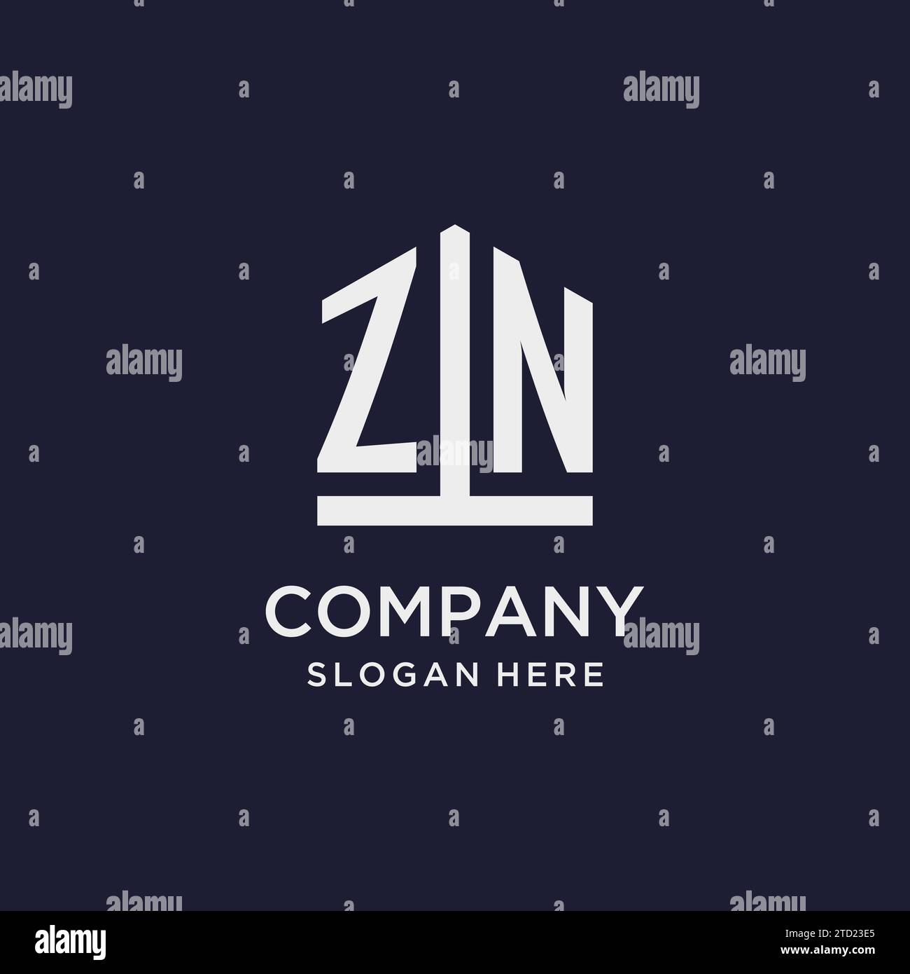 ZN initial monogram logo design with pentagon shape style design ideas ...