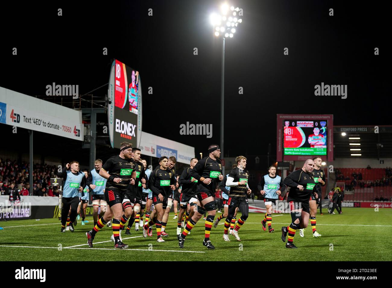 Gloucester Rugby players warm up ahead of the EPCR Challenge Cup match ...