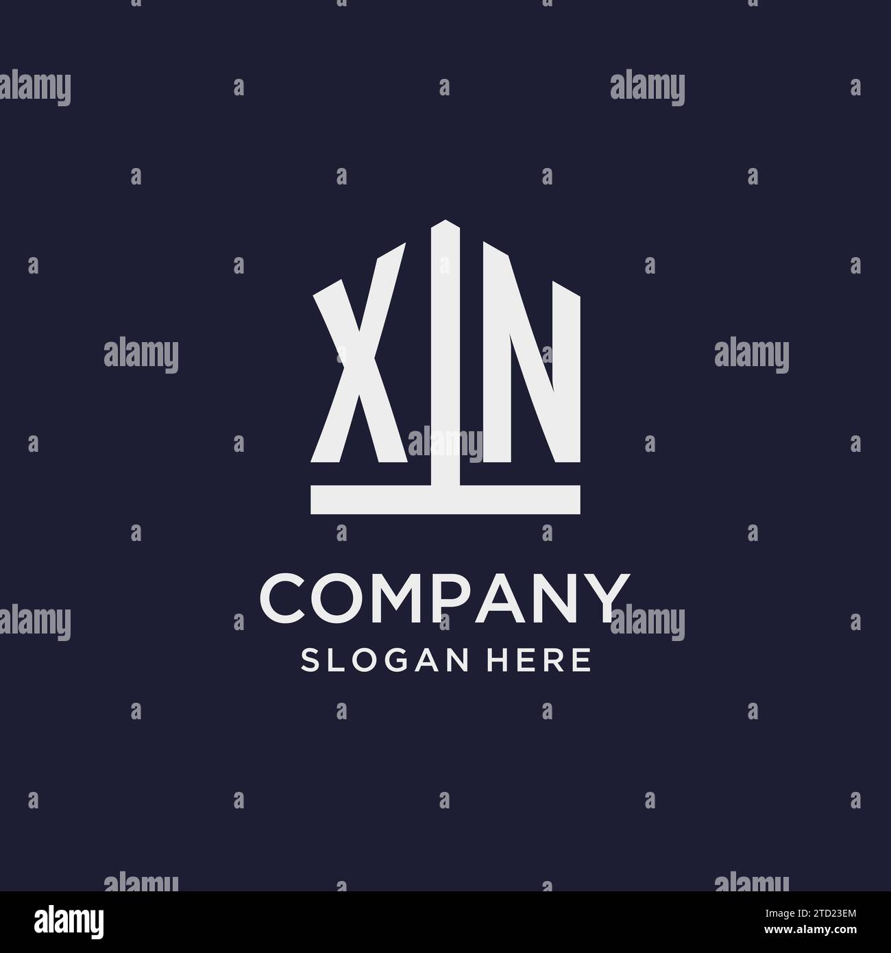 XN initial monogram logo design with pentagon shape style design ideas ...