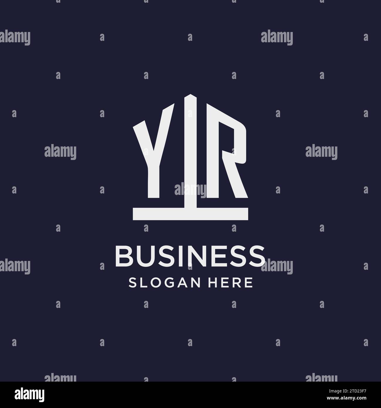 YR initial monogram logo design with pentagon shape style design ideas ...