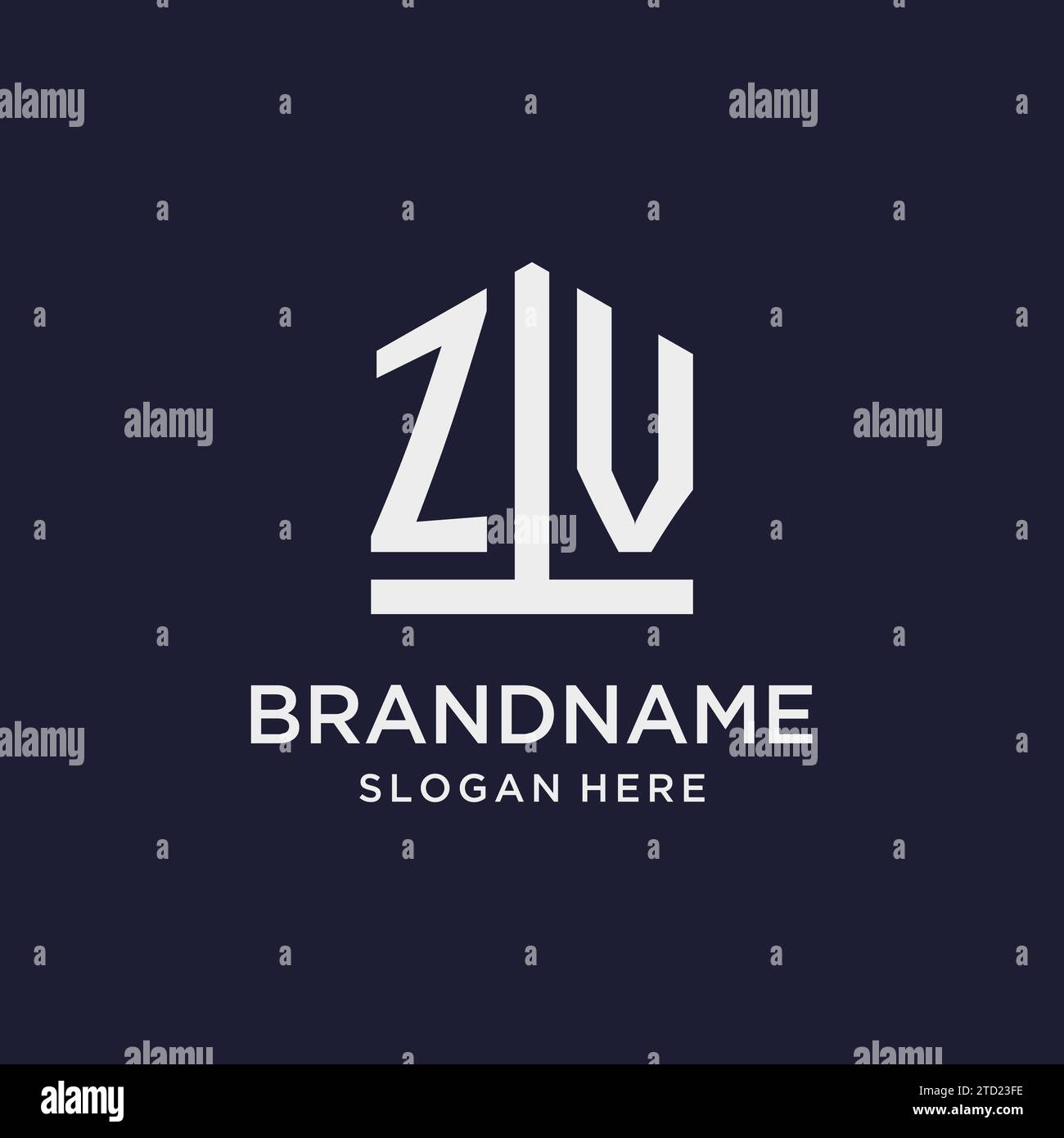 ZV initial monogram logo design with pentagon shape style design ideas ...
