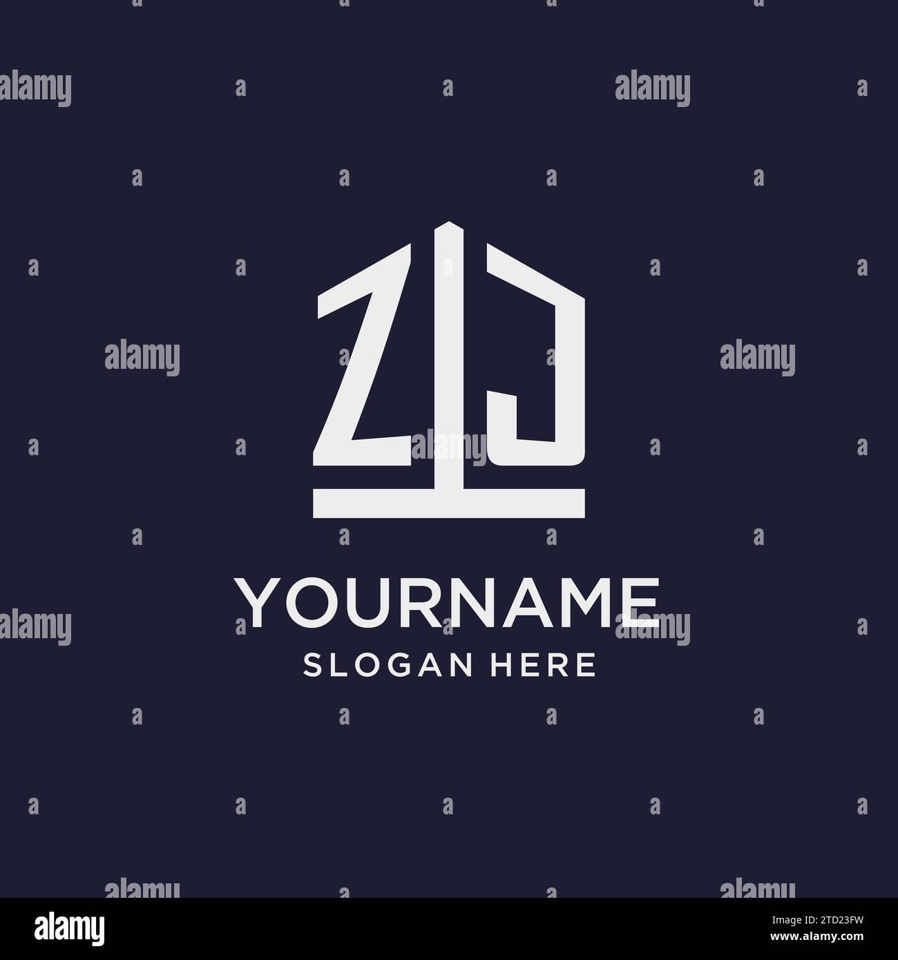 ZJ initial monogram logo design with pentagon shape style design ideas ...