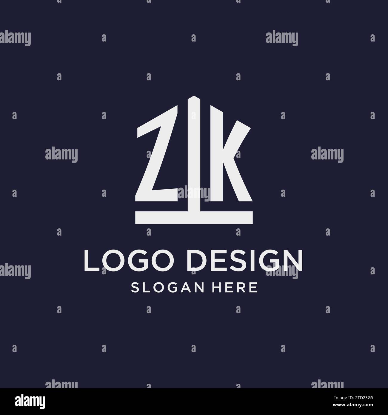 ZK initial monogram logo design with pentagon shape style design ideas ...