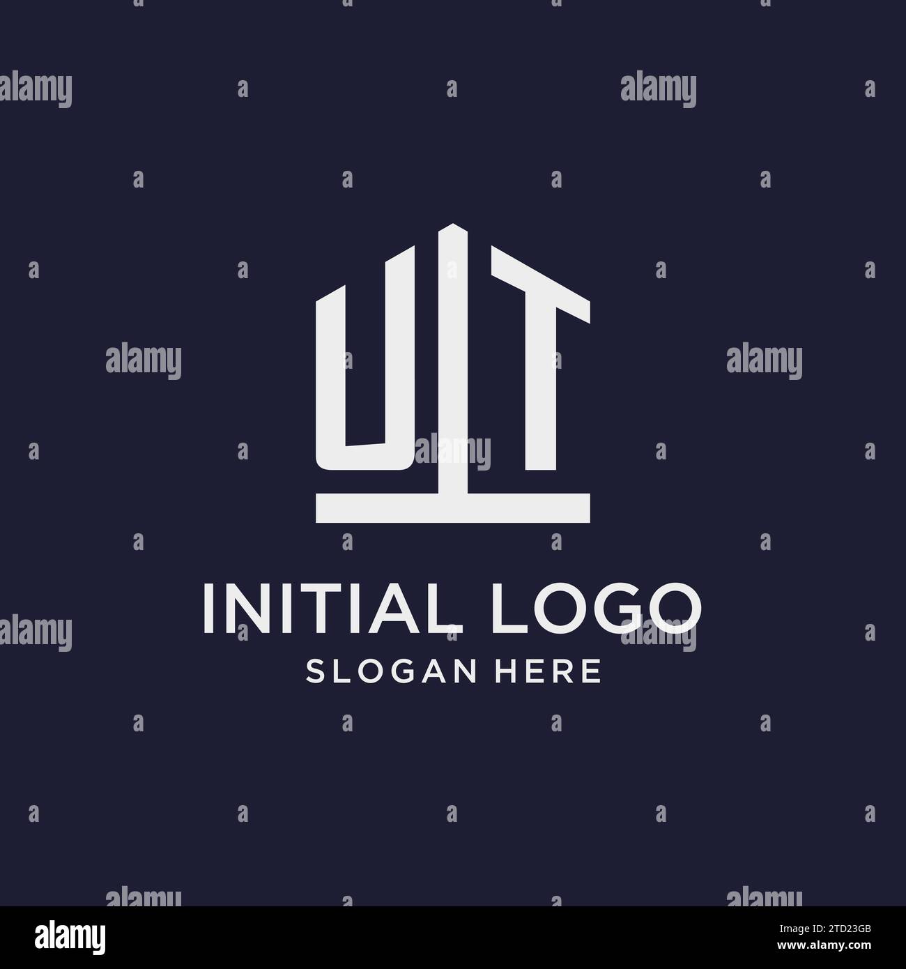 UT initial monogram logo design with pentagon shape style design ideas ...