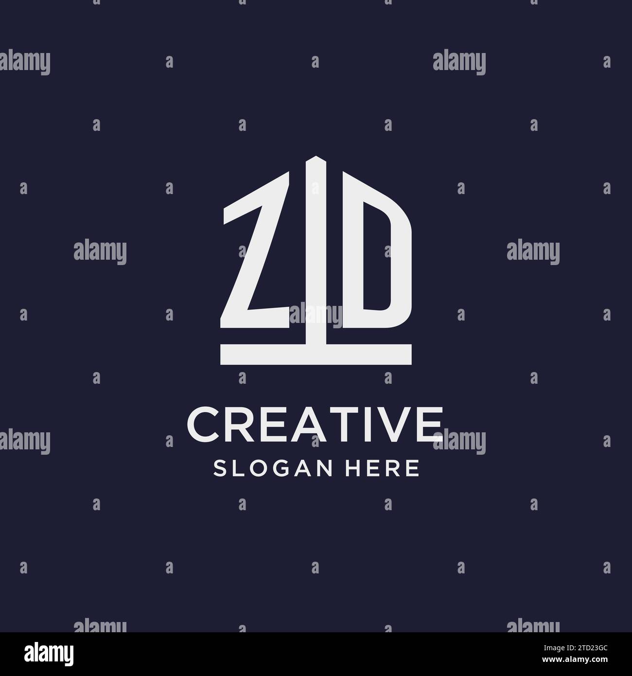 ZD initial monogram logo design with pentagon shape style design ideas ...