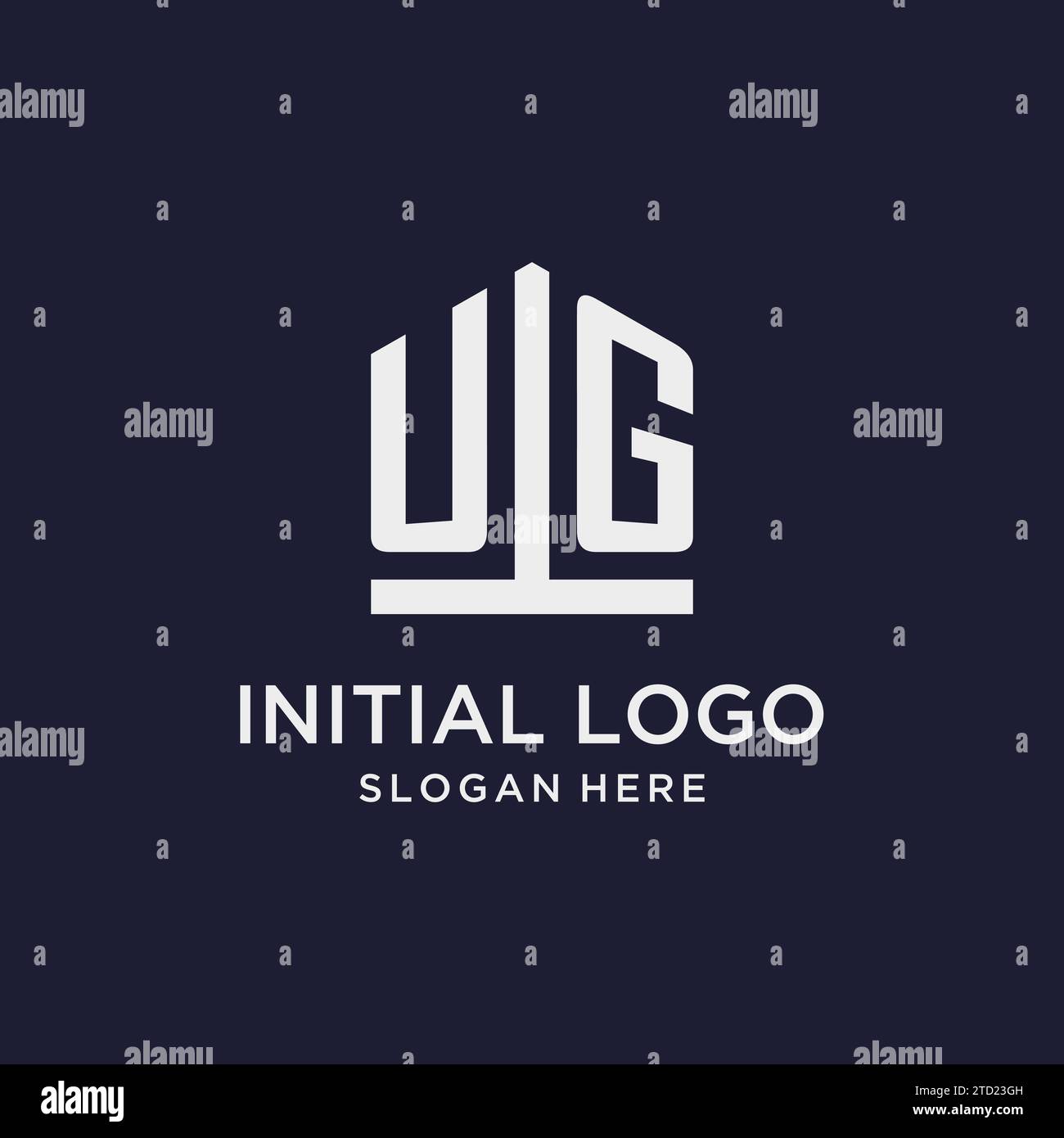UG initial monogram logo design with pentagon shape style design ideas ...