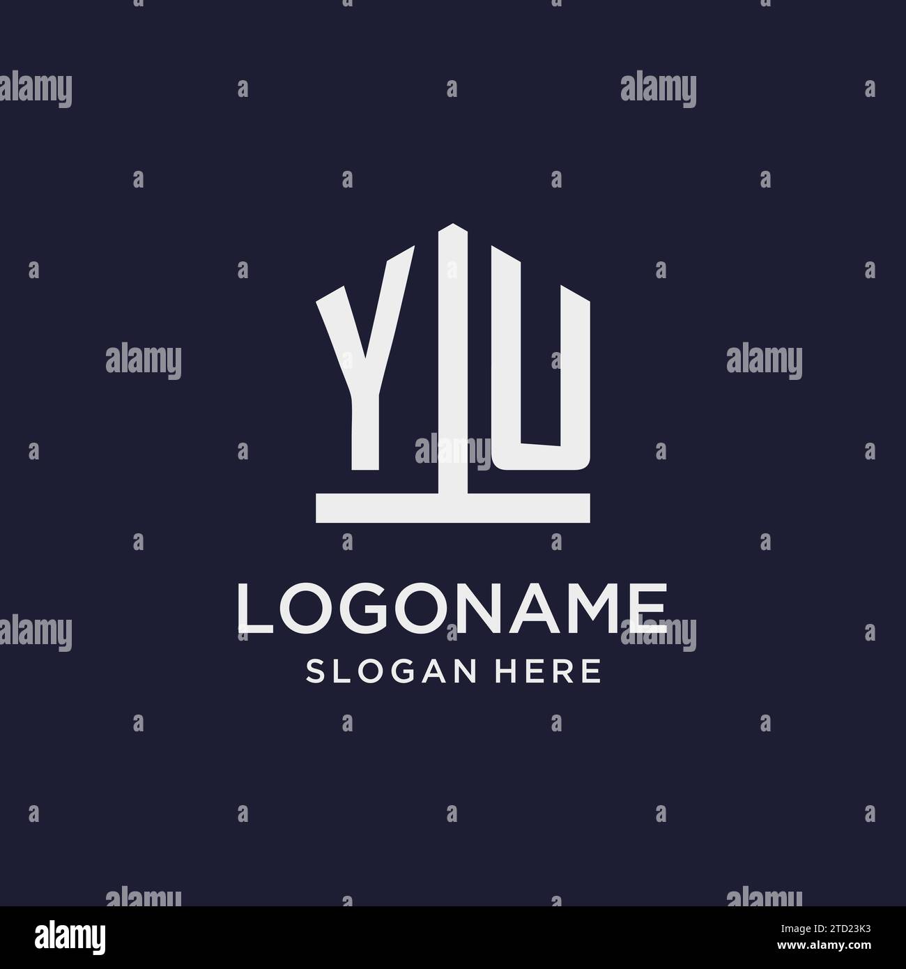 YU initial monogram logo design with pentagon shape style design ideas ...