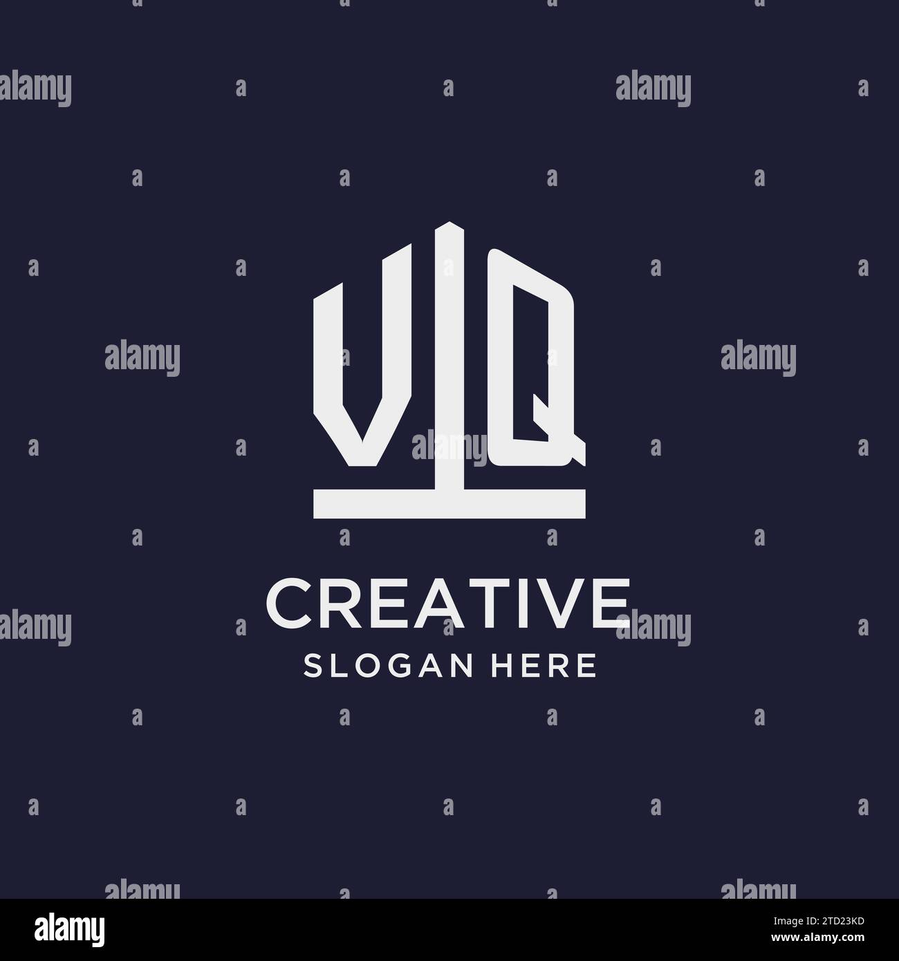 VQ initial monogram logo design with pentagon shape style design ideas ...