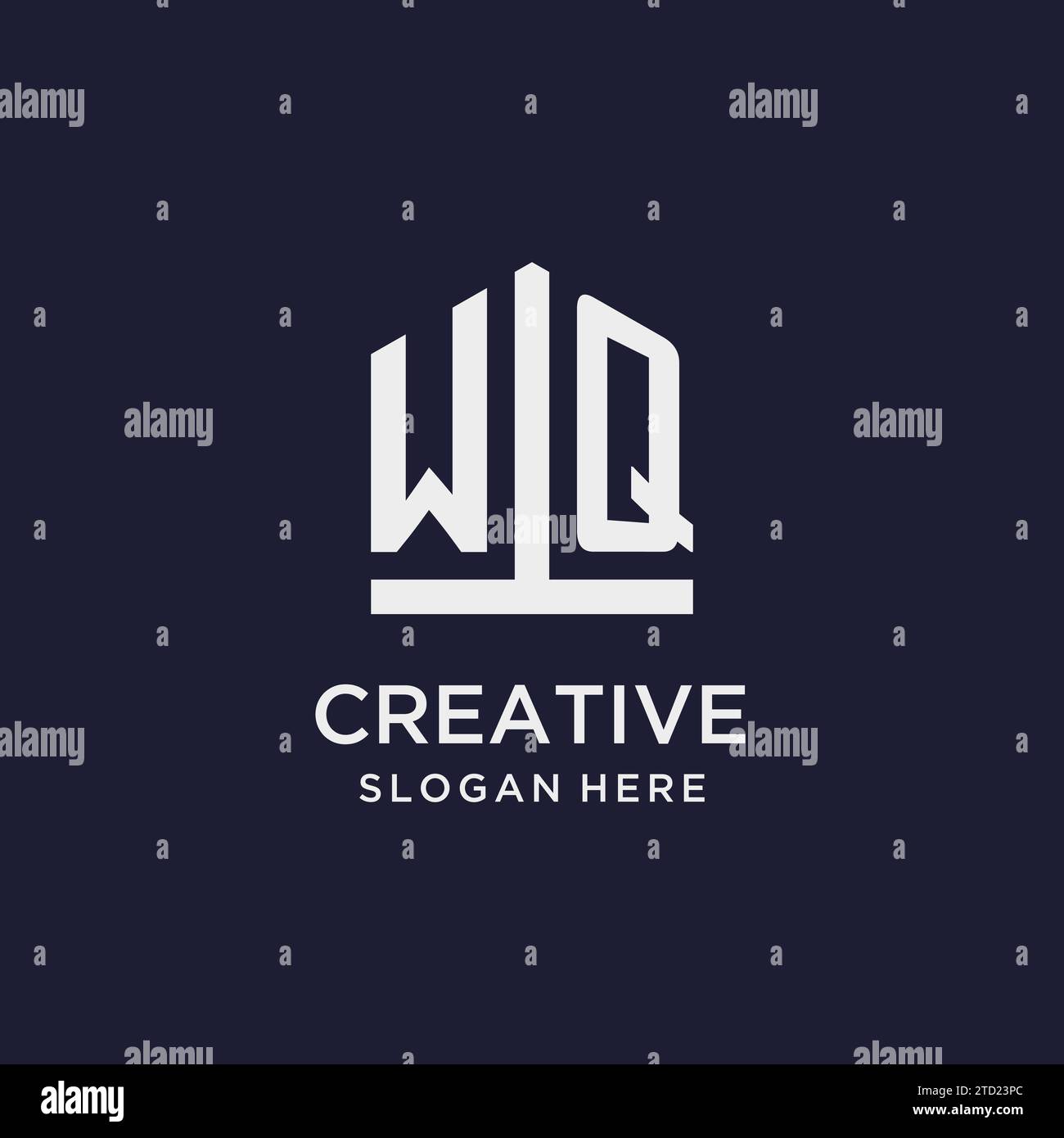WQ initial monogram logo design with pentagon shape style design ideas ...