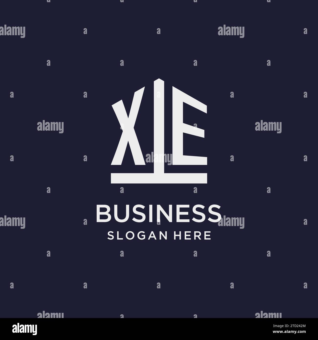 XE initial monogram logo design with pentagon shape style design ideas ...