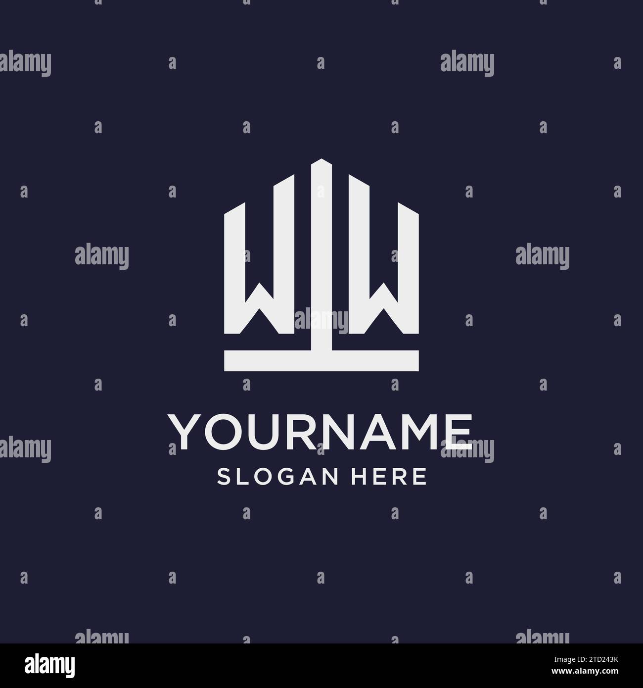 WW initial monogram logo design with pentagon shape style design ideas ...