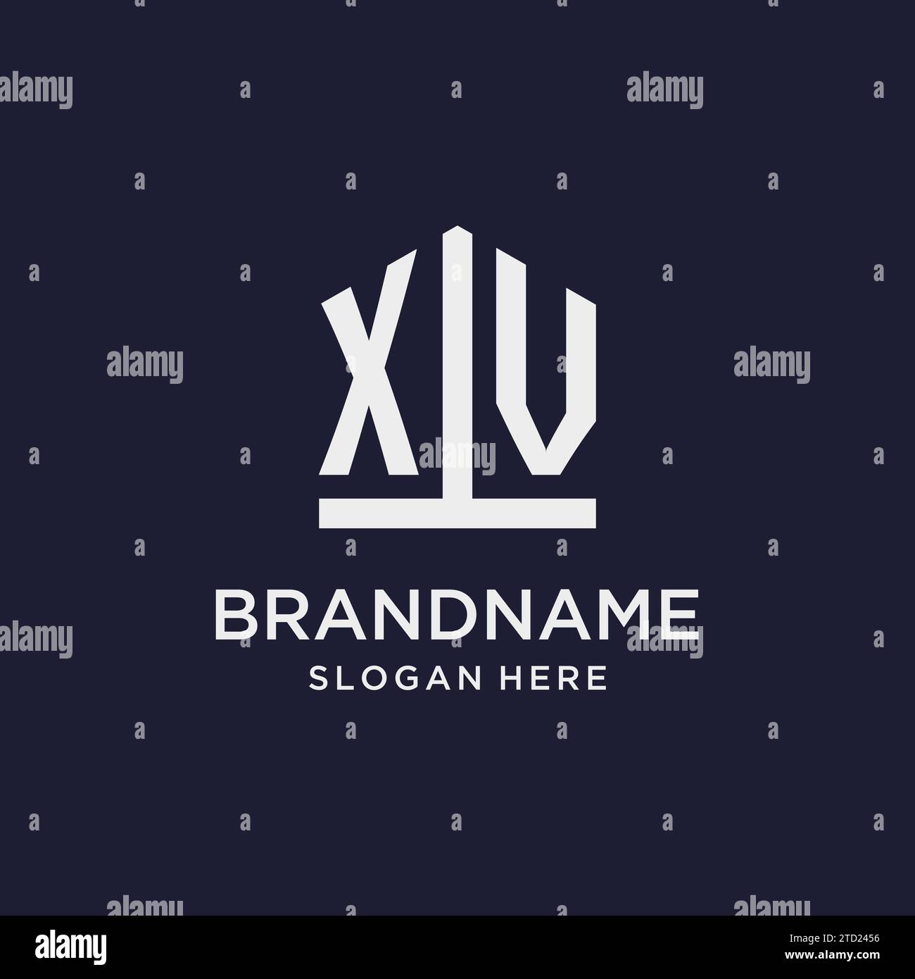 XV initial monogram logo design with pentagon shape style design ideas ...