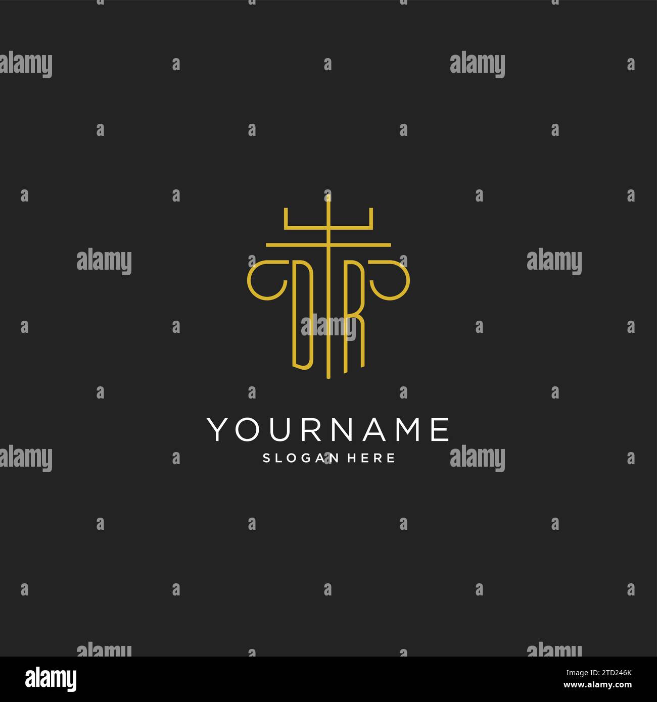 DR initial with monoline pillar logo style, luxury monogram logo design ...