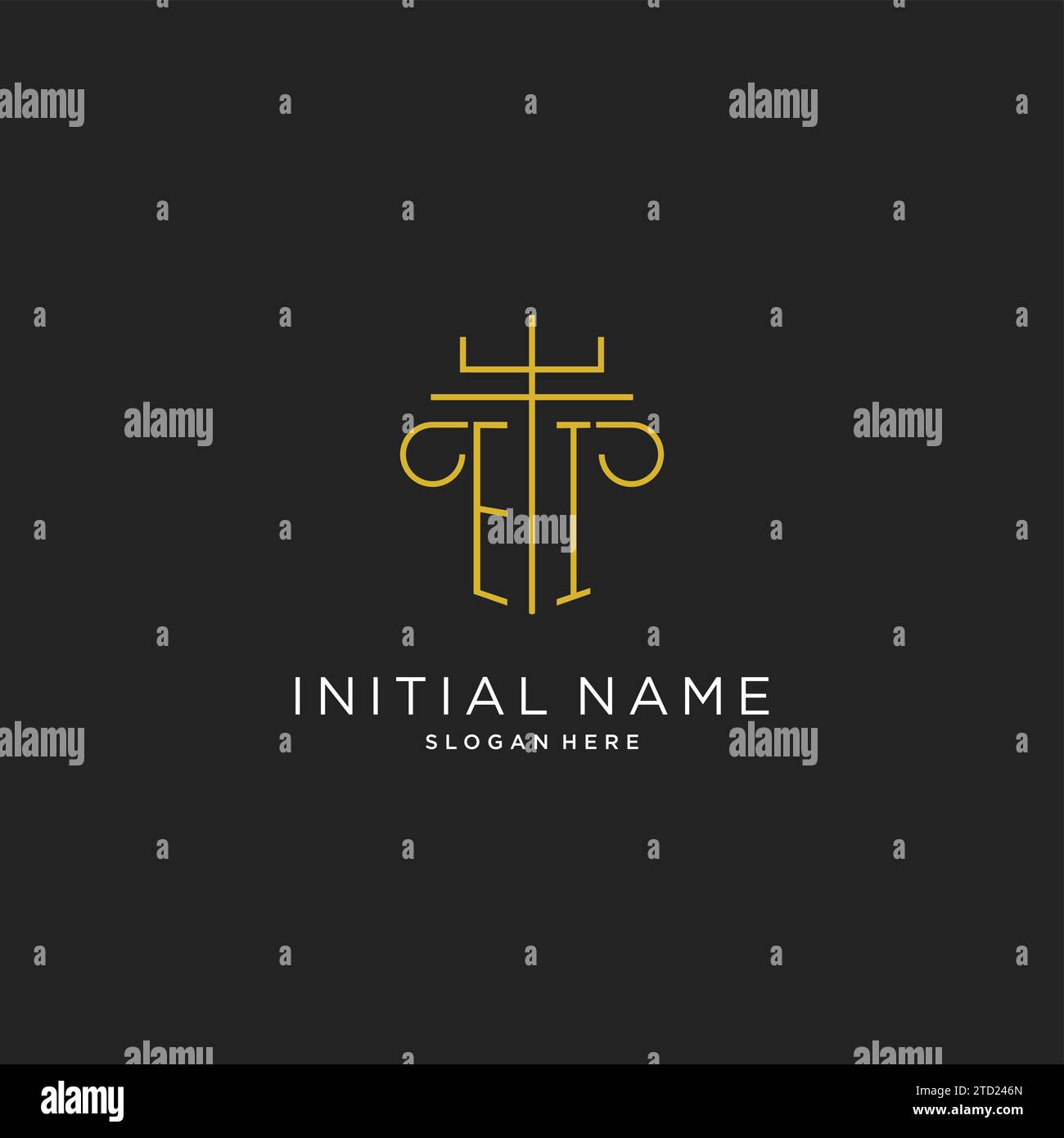 EI initial with monoline pillar logo style, luxury monogram logo design for legal firm vector ...