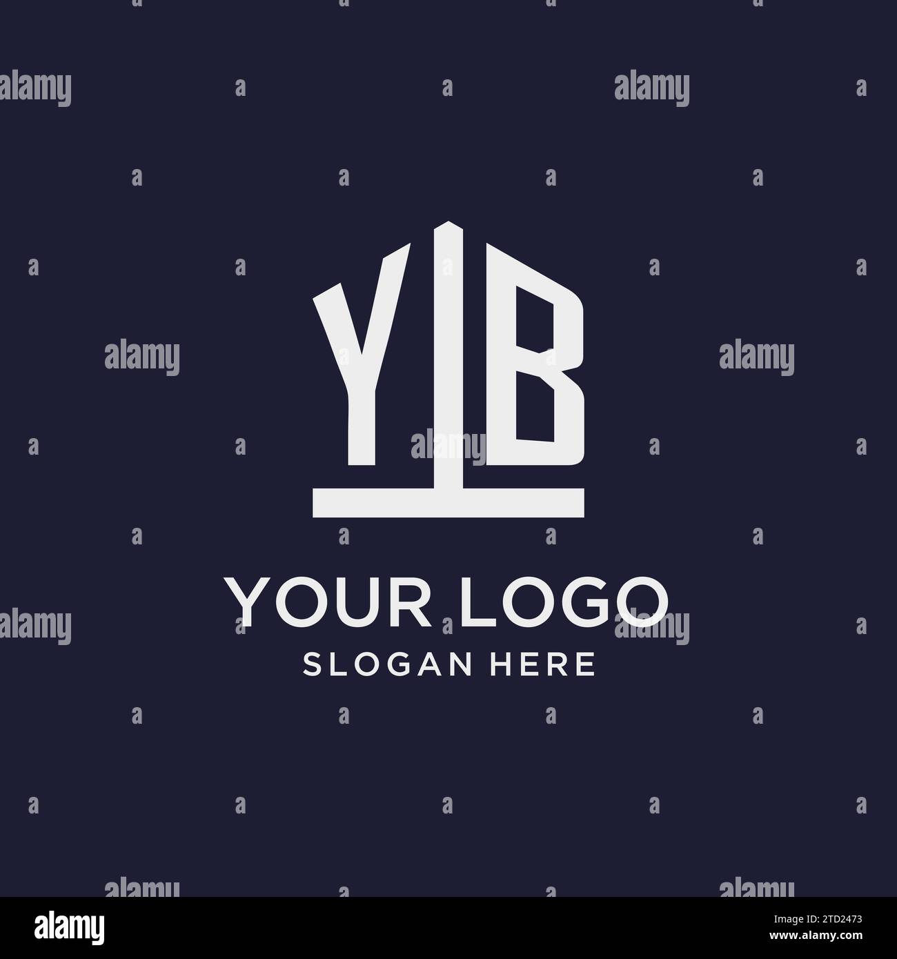 YB initial monogram logo design with pentagon shape style design ideas ...