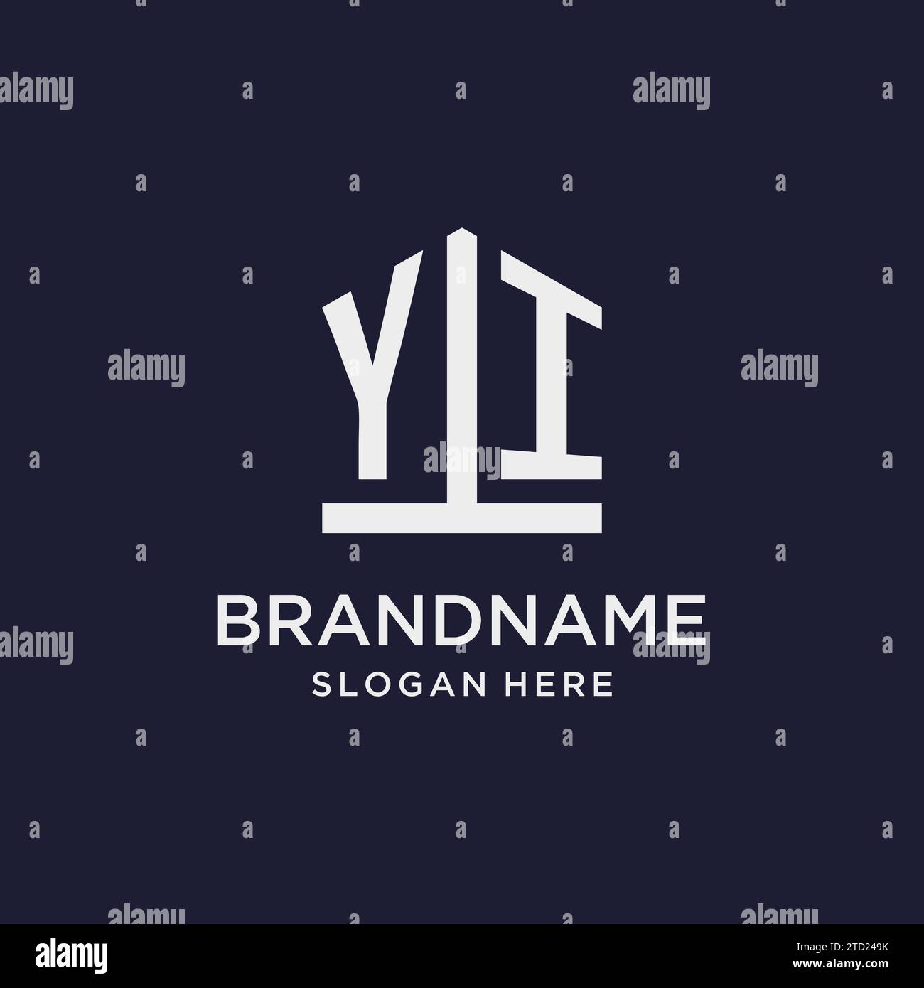 YI initial monogram logo design with pentagon shape style design ideas ...