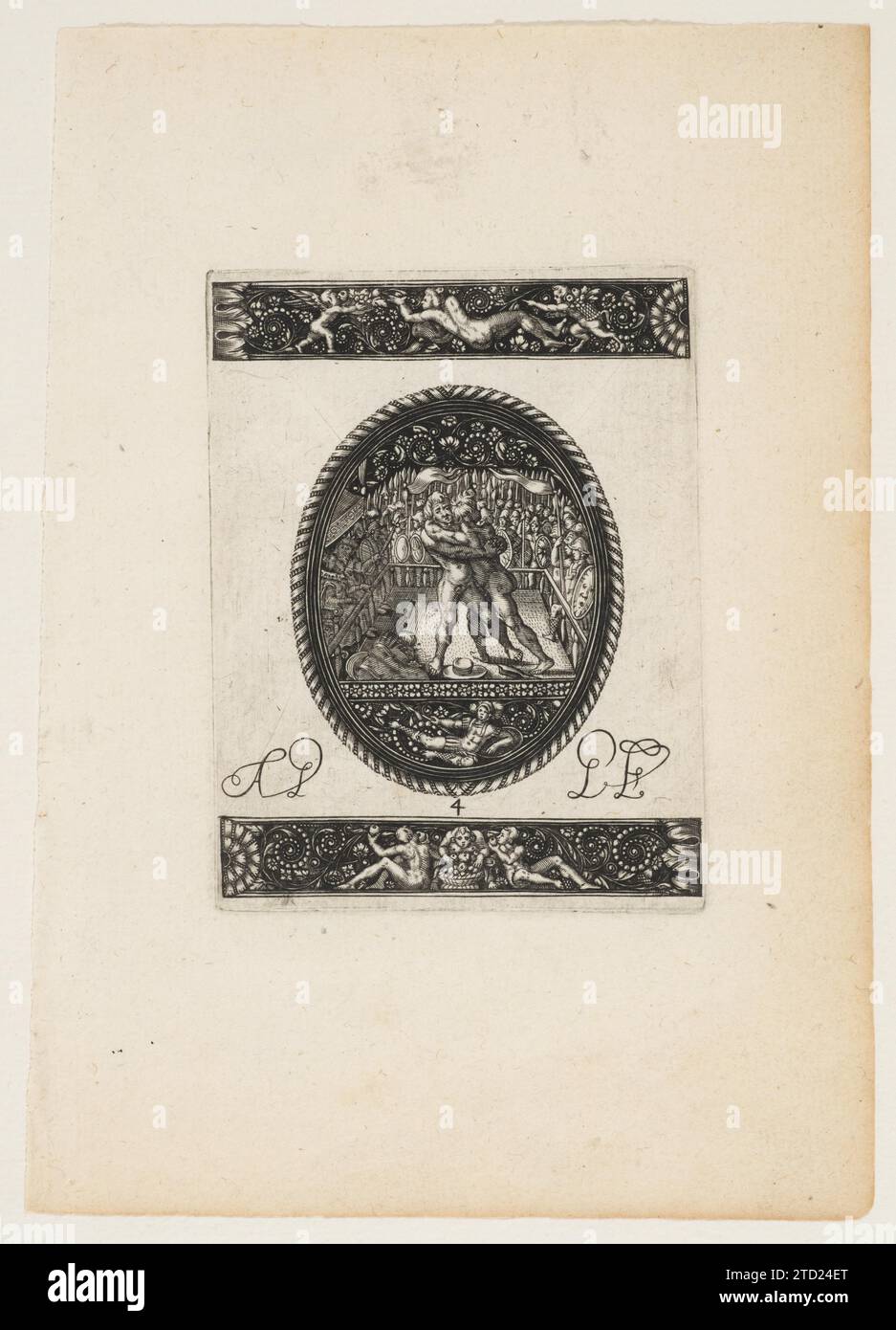 Oval Watch Case with a Wrestling Match, from a Series of Six Designs ...