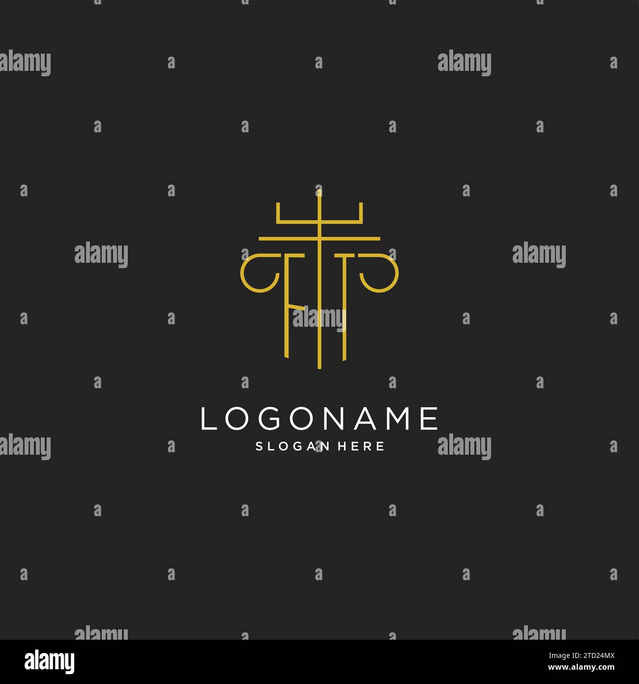 FT initial with monoline pillar logo style, luxury monogram logo design ...