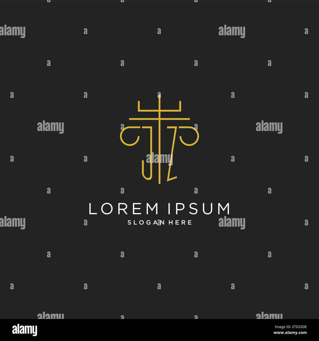 JZ initial with monoline pillar logo style, luxury monogram logo design for legal firm vector ...