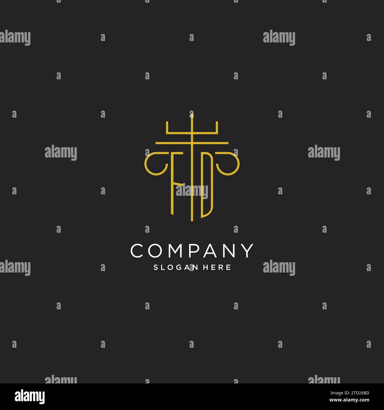 FD initial with monoline pillar logo style, luxury monogram logo design ...