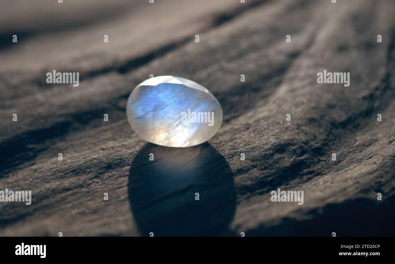 Natural precious moonstone on a brown background. Natural stone ...