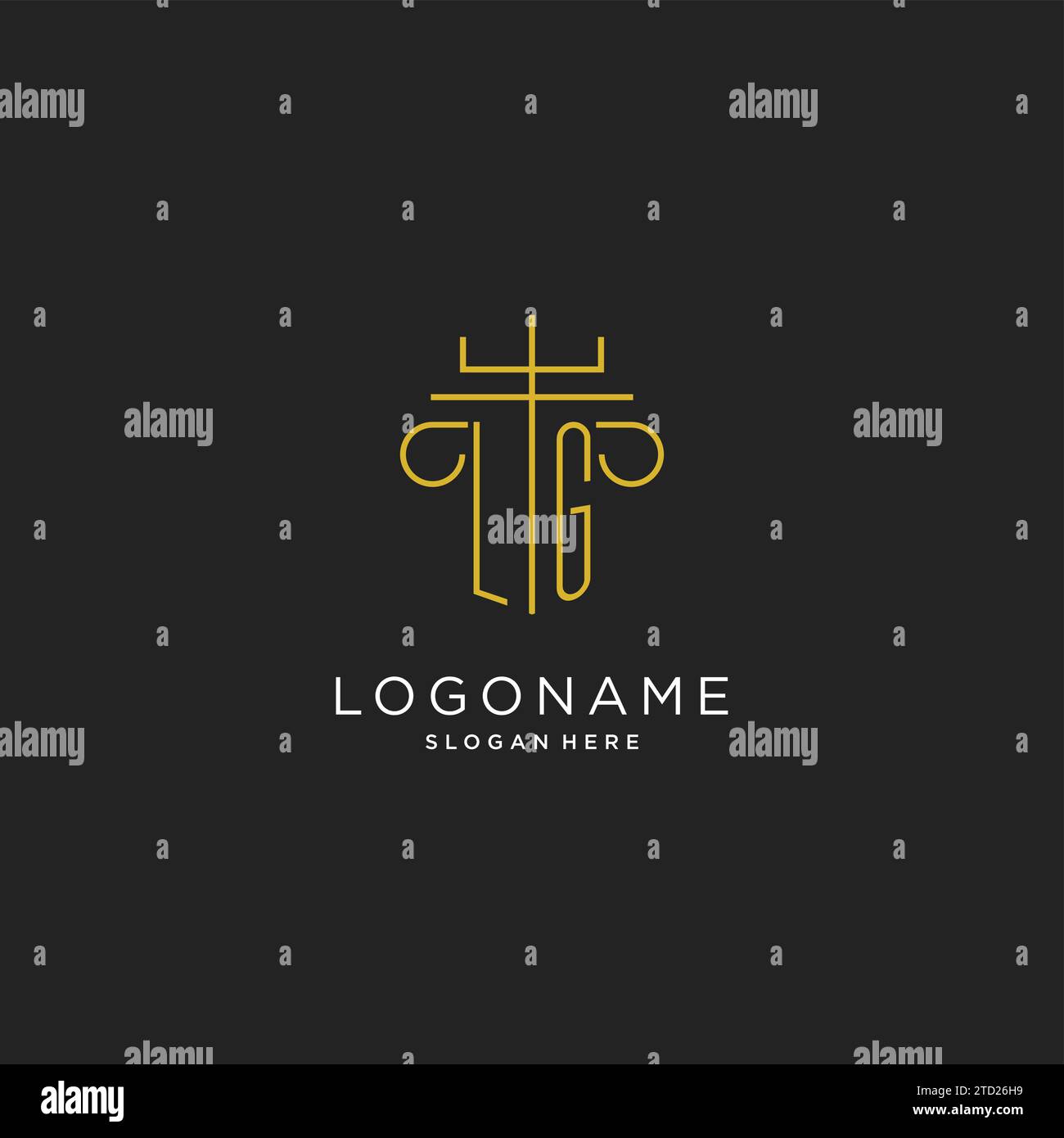 LG initial with monoline pillar logo style, luxury monogram logo design for legal firm vector ...