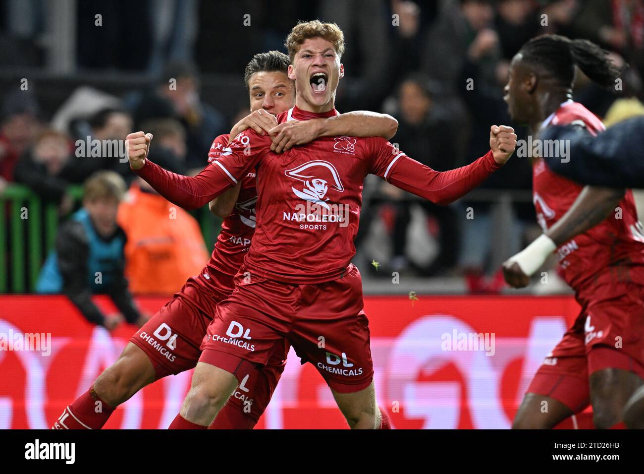 Yannick Cappelle (55) of Zulte-Waregem celebrates with Jelle Vossen (9 ...