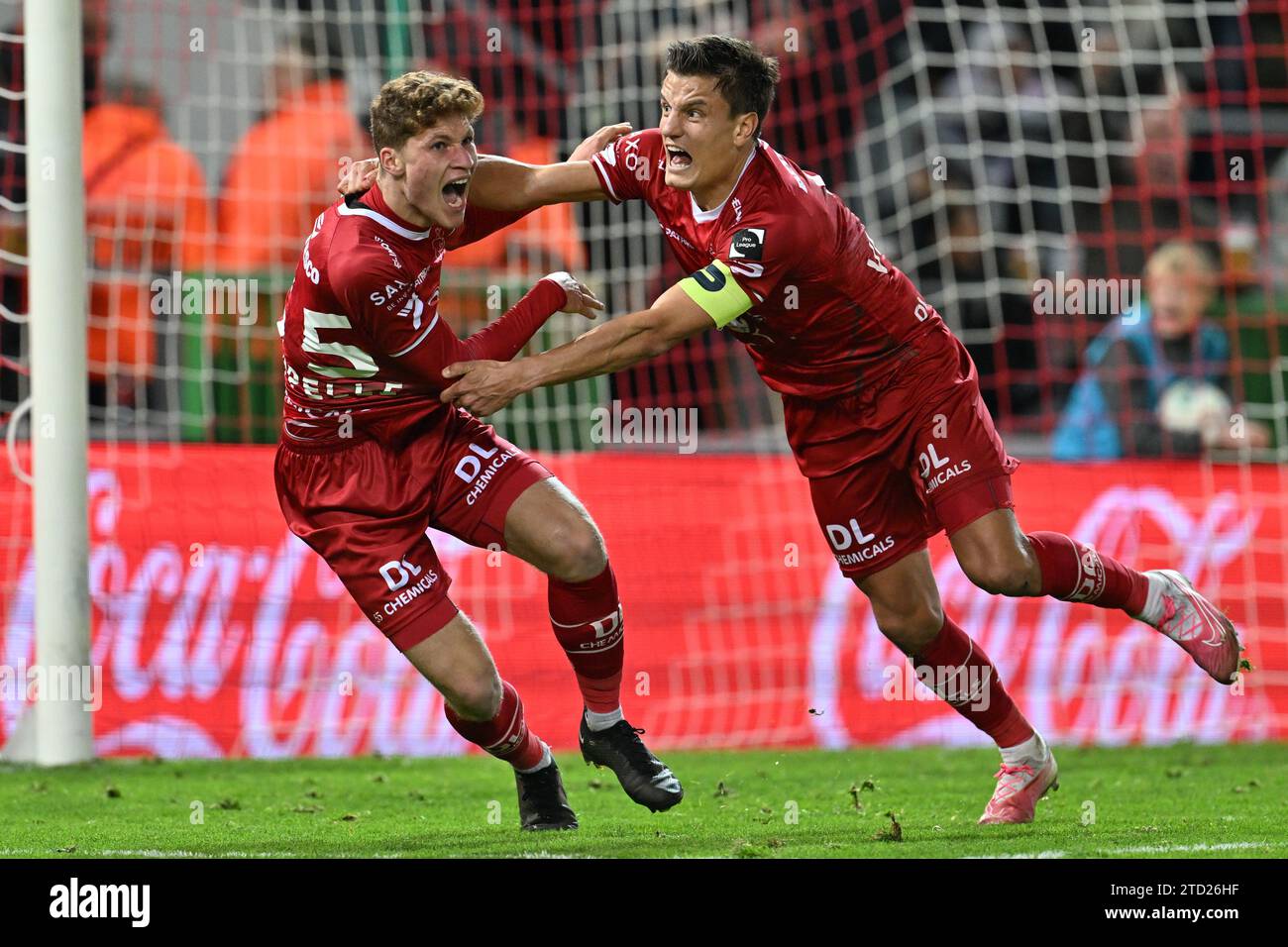 Yannick Cappelle (55) of Zulte-Waregem celebrates with Jelle Vossen (9 ...