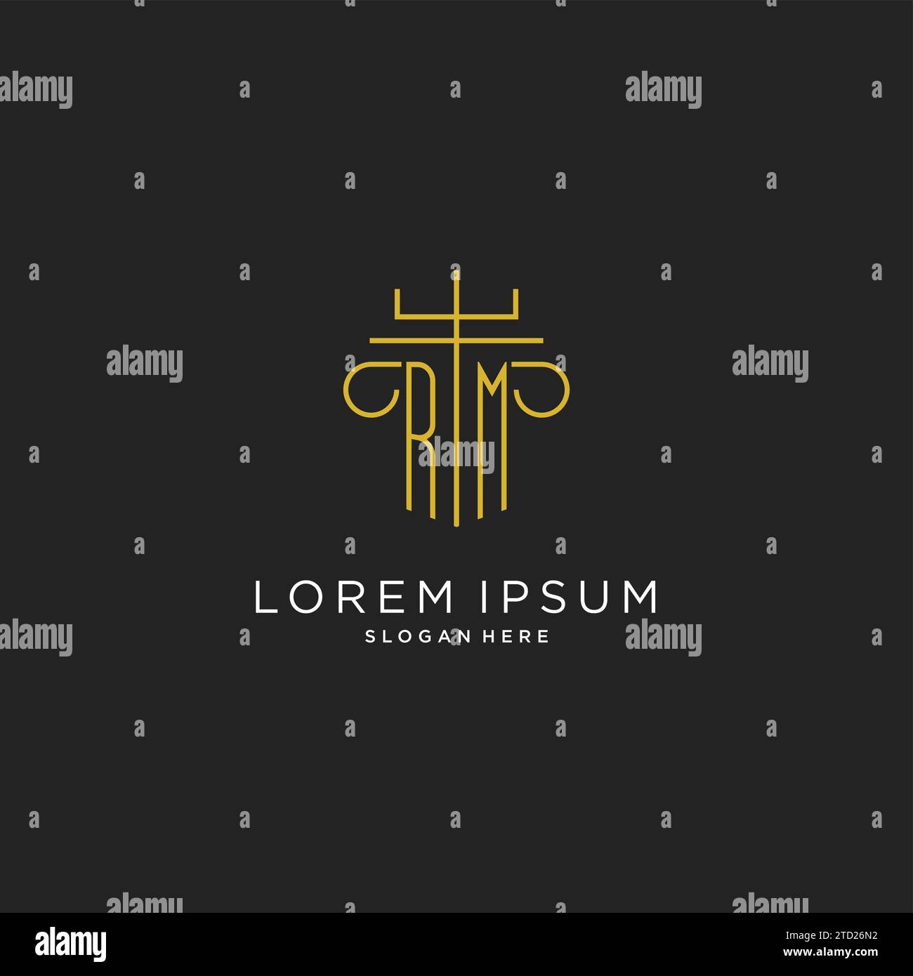 RM initial with monoline pillar logo style, luxury monogram logo design ...