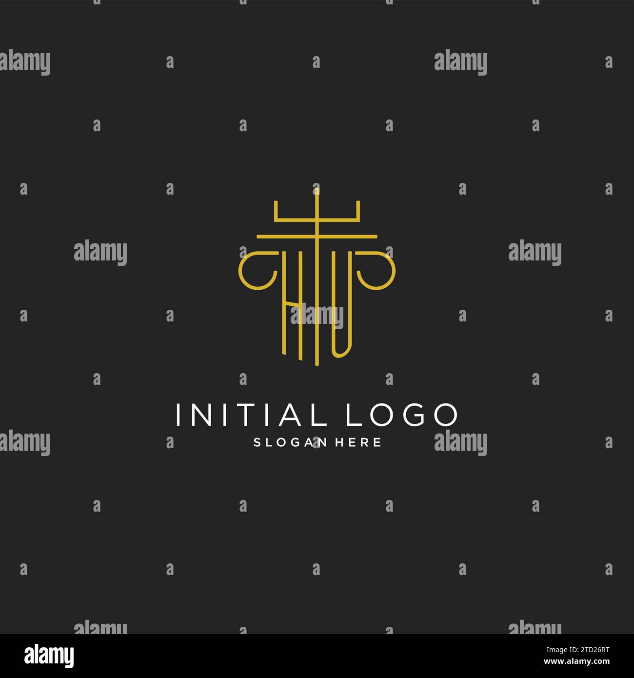 HU initial with monoline pillar logo style, luxury monogram logo design for legal firm vector ...